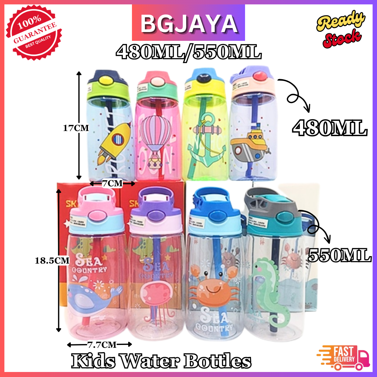 BPA FREE Tritan 480ml-550ml Drinking Water Bottle Kids Bottle (BGJAYA ...