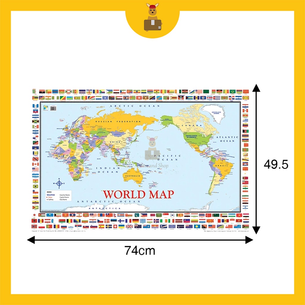 CAMPAP World Map Map Poster Wall Chart Educational Peta Dunia Peta ...