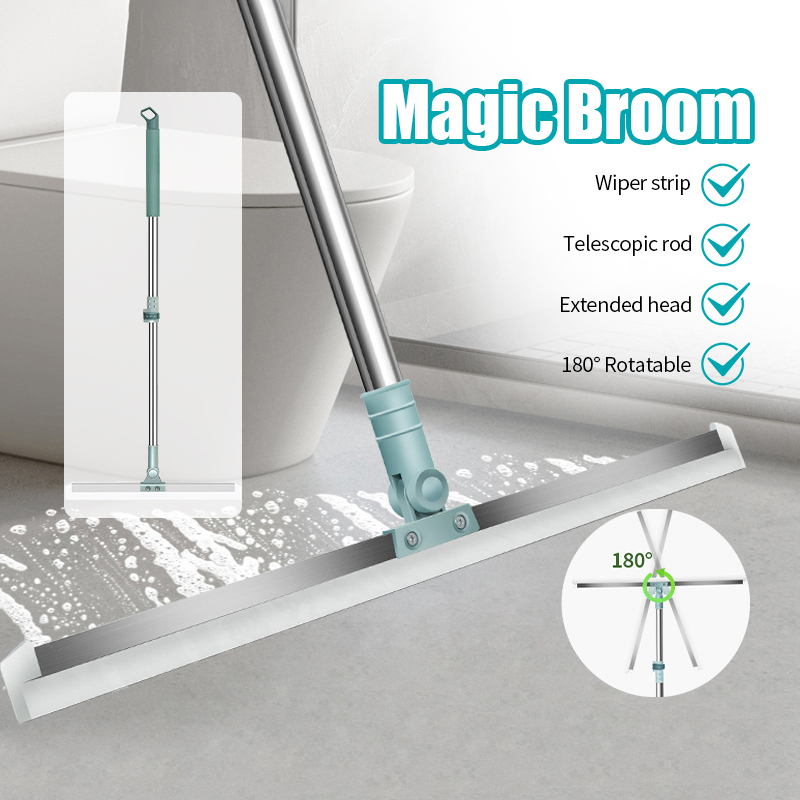 Silicone Magic Broom Dual-Use180 Degree Rotatable Floor Scraper Home ...