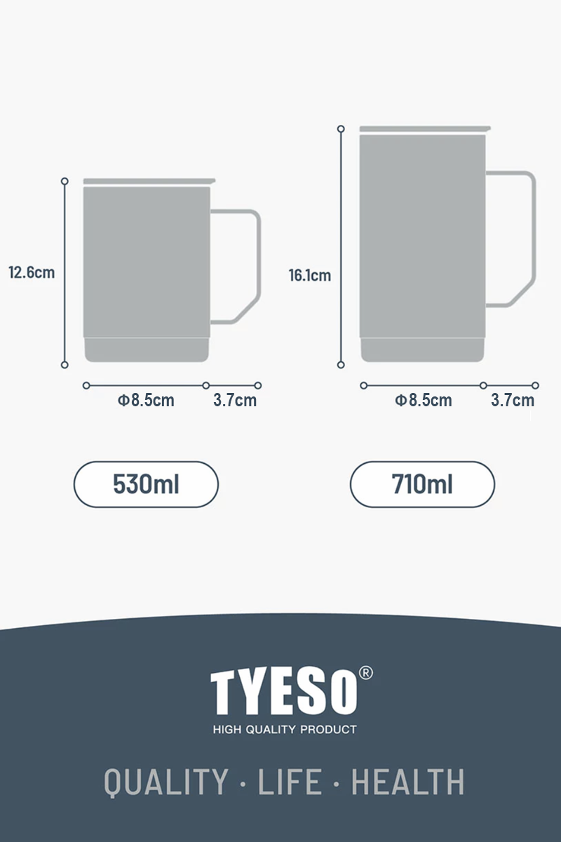 TYESO Thermal Coffee Cup With Side Handle (530ml/710ml) TS-8836/TS-8837 | Shopee Singapore