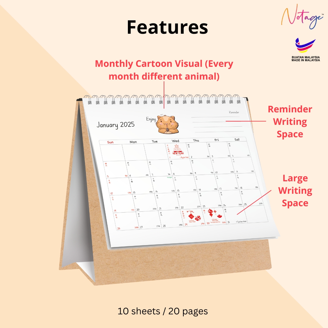 2025 Table Calendar Cute Kraft Stand Notage Desk Flip Kalender ...