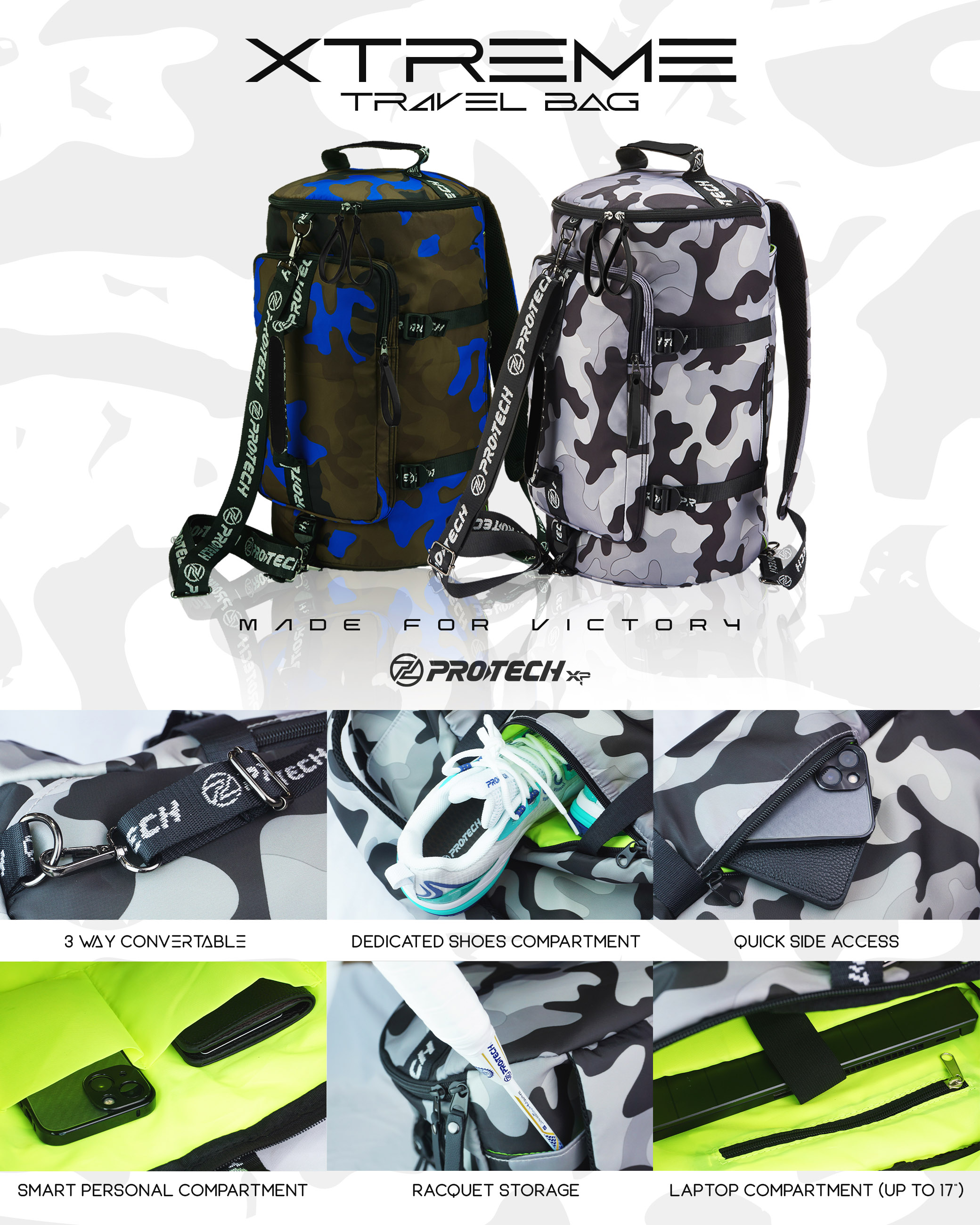 Protech Xtreme Multipurpose Travel Bag - Army 3 Styles | Shopee Singapore