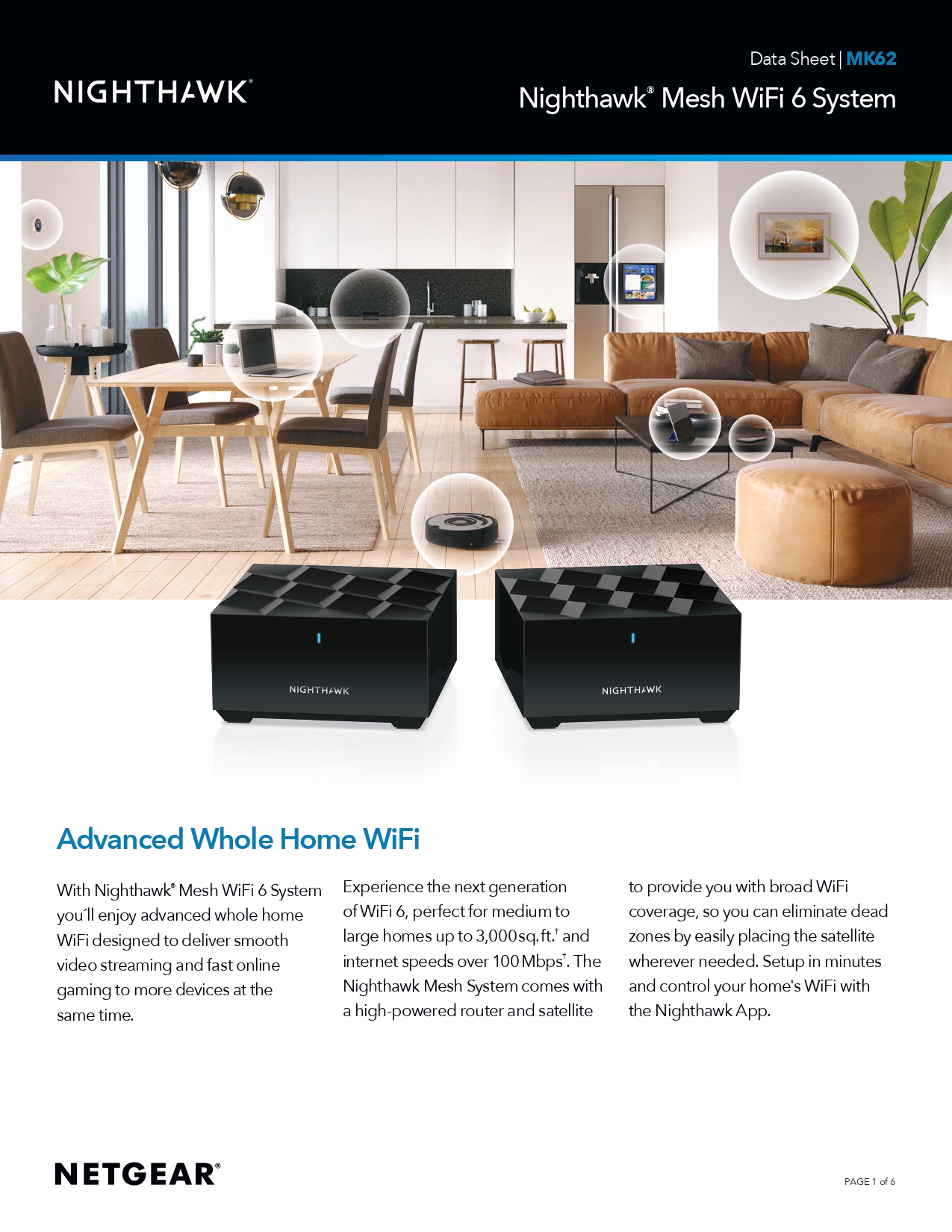 NETGEAR NIGHTHAWK MK62 WHOLE HOME MESH WIFI 6 SYSTEM - AX1800 Router ...