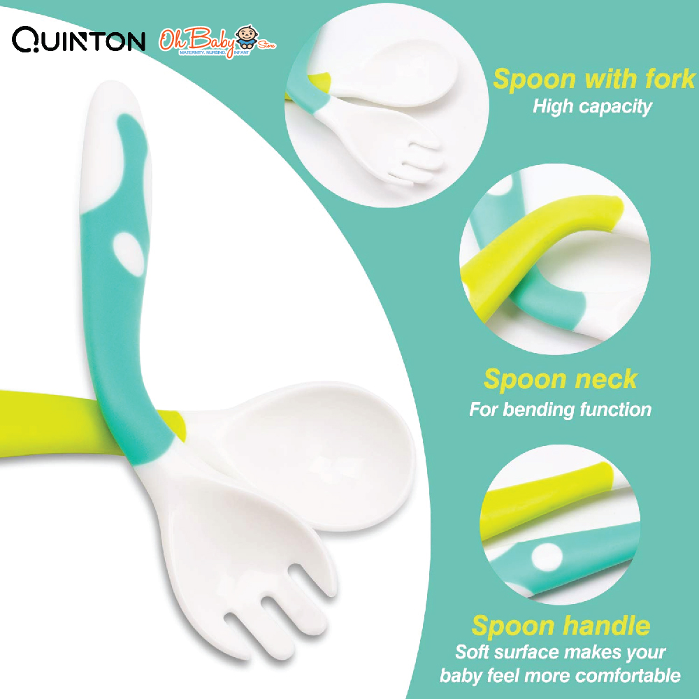 Quinton Curve Handle Spoon & Fork - Green | Shopee Singapore