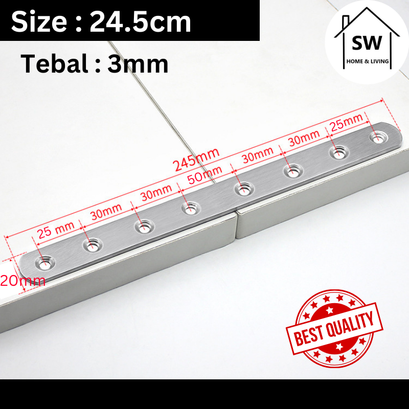 SW Braket Lurus Keluli Tahan Karat Sesiku Besi Sambung Kayu Flat ...