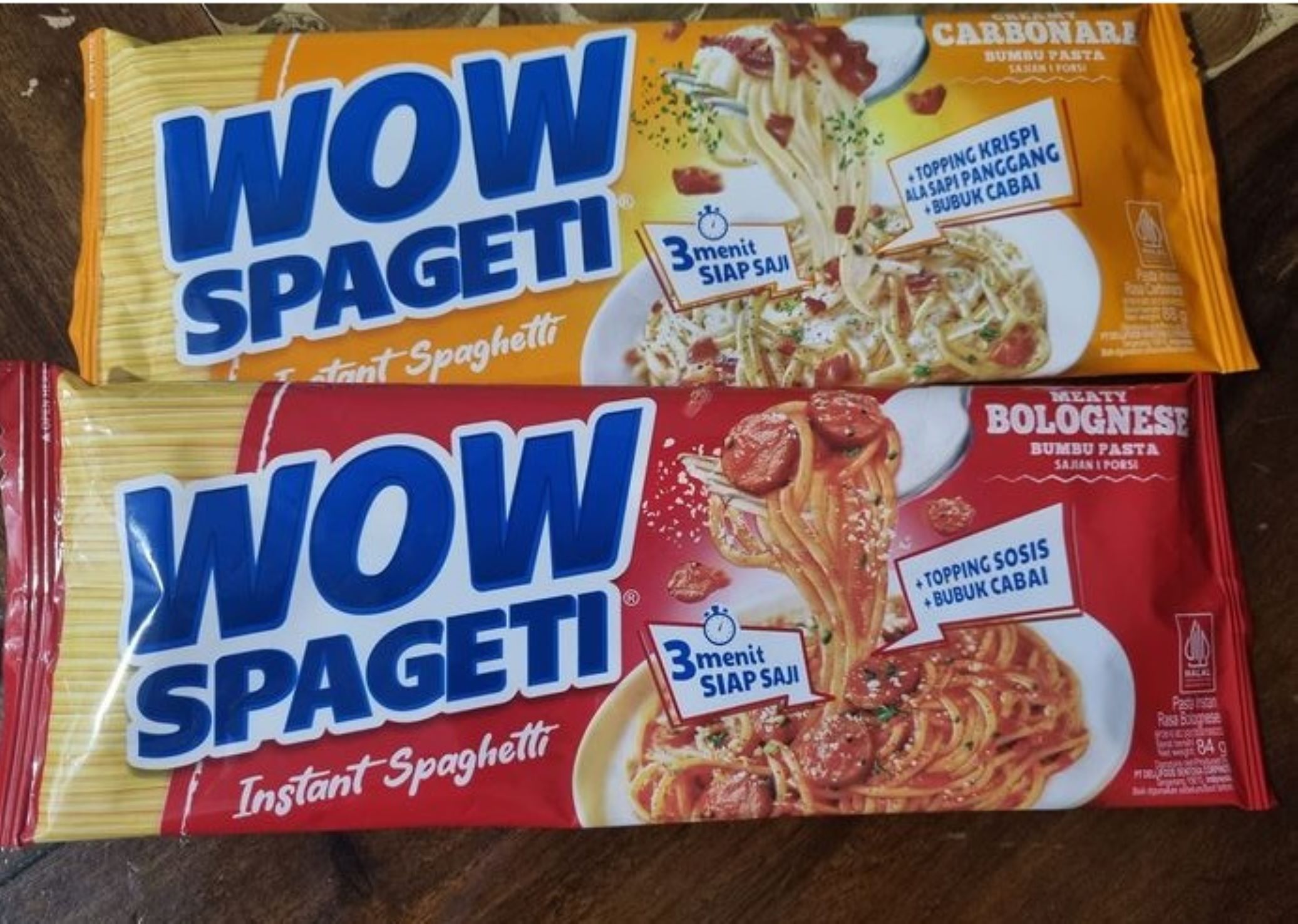 Wow Spagheti HALAL Carbonara Bolognese Aglio Olio [Instant Spaghetti 3 ...