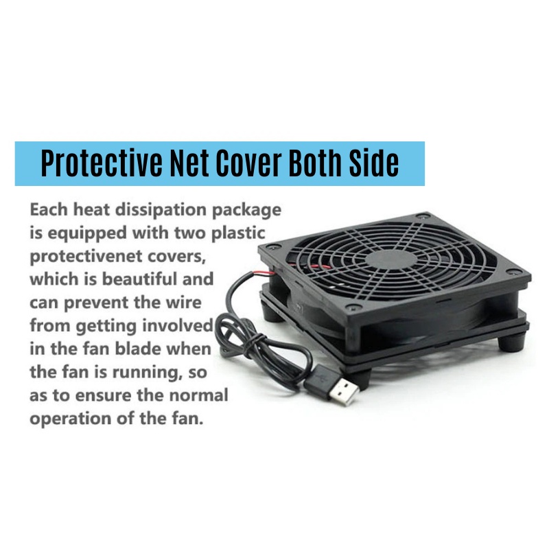 1200RPM Powerful WiFi Router Cooling Fan Modem TV Box Cooler Fan 12cm ...