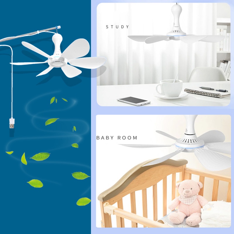 6 Blade 5V USB Ceiling Ceiling Fan Mini Fans Air Conditioner Cooler for ...
