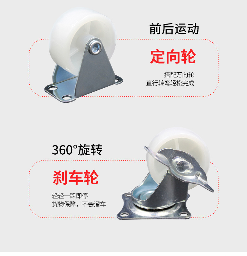 ClassAHW White Nylon Roller Caster Wheel Brake Swivel Rigid Fixed ...