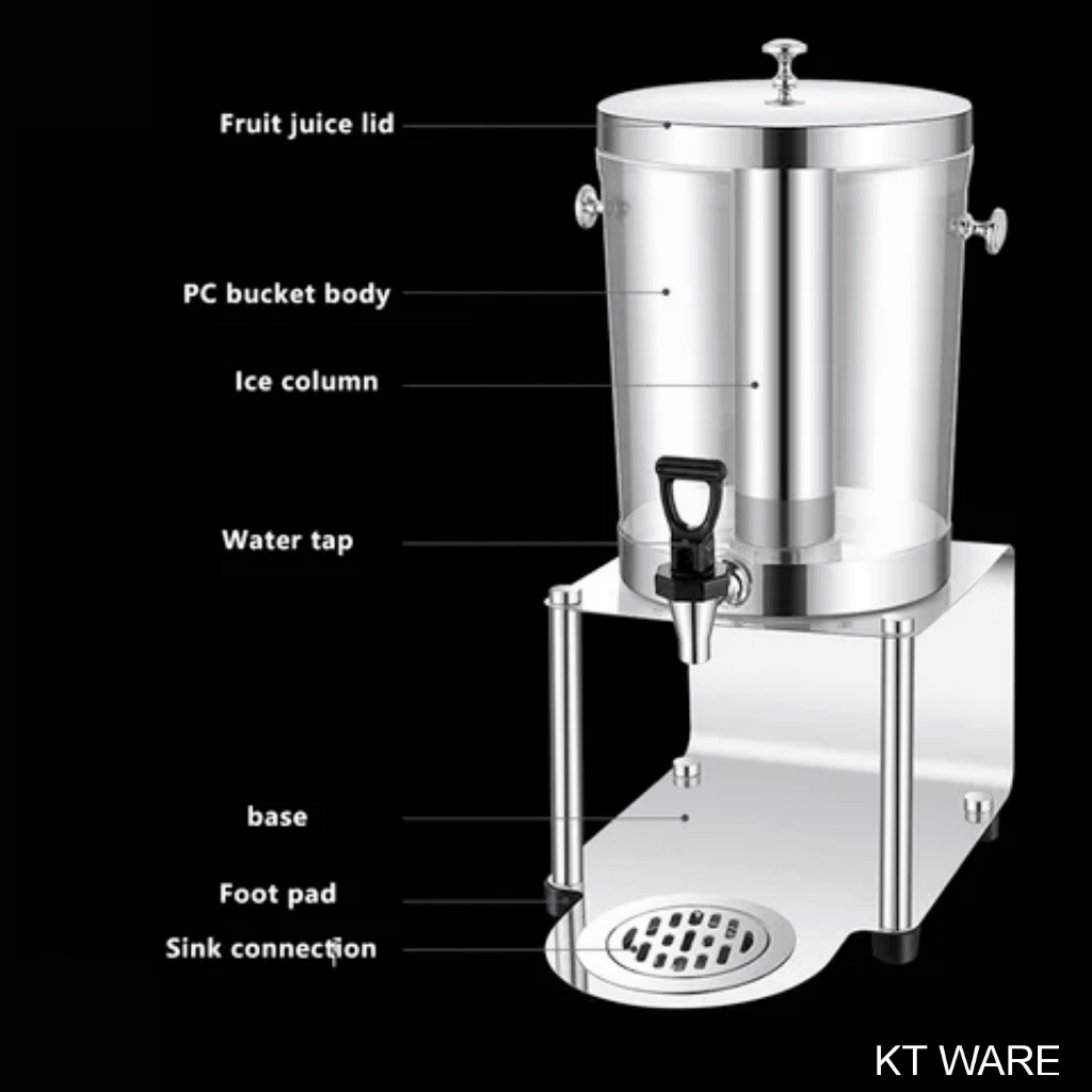KT WARE 8L VIP STAINLESS STEEL JUICE DISPENSER WITH ICE CHAMBER JUICER ...