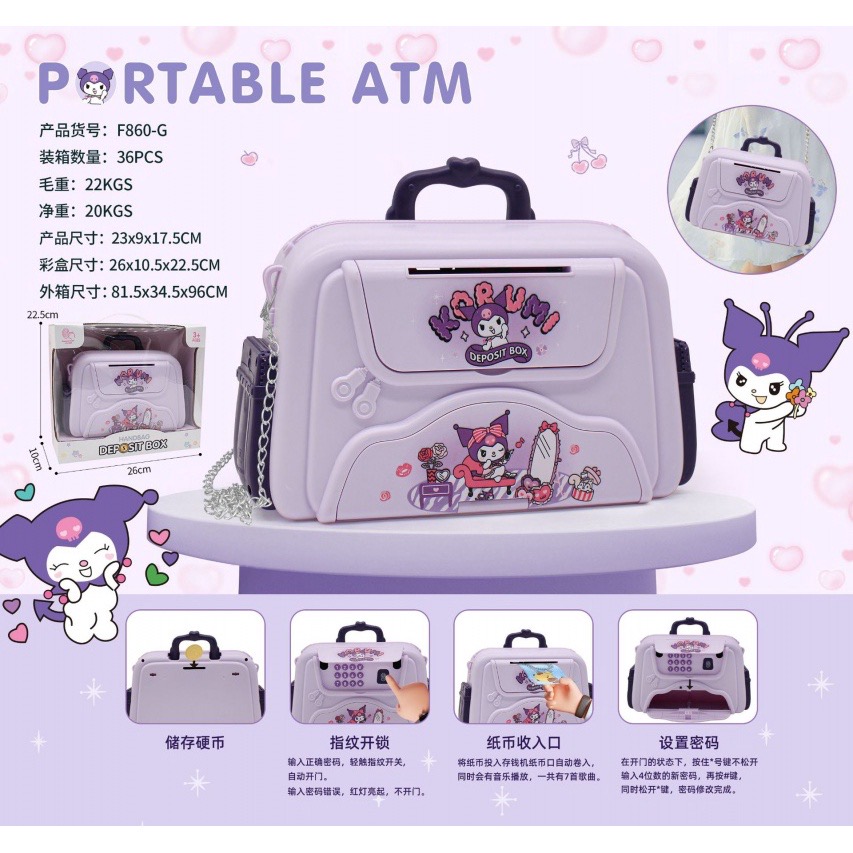 Kuromi Hellokitty Coin Bank Password Bag Only-in-No-out Password Box ...