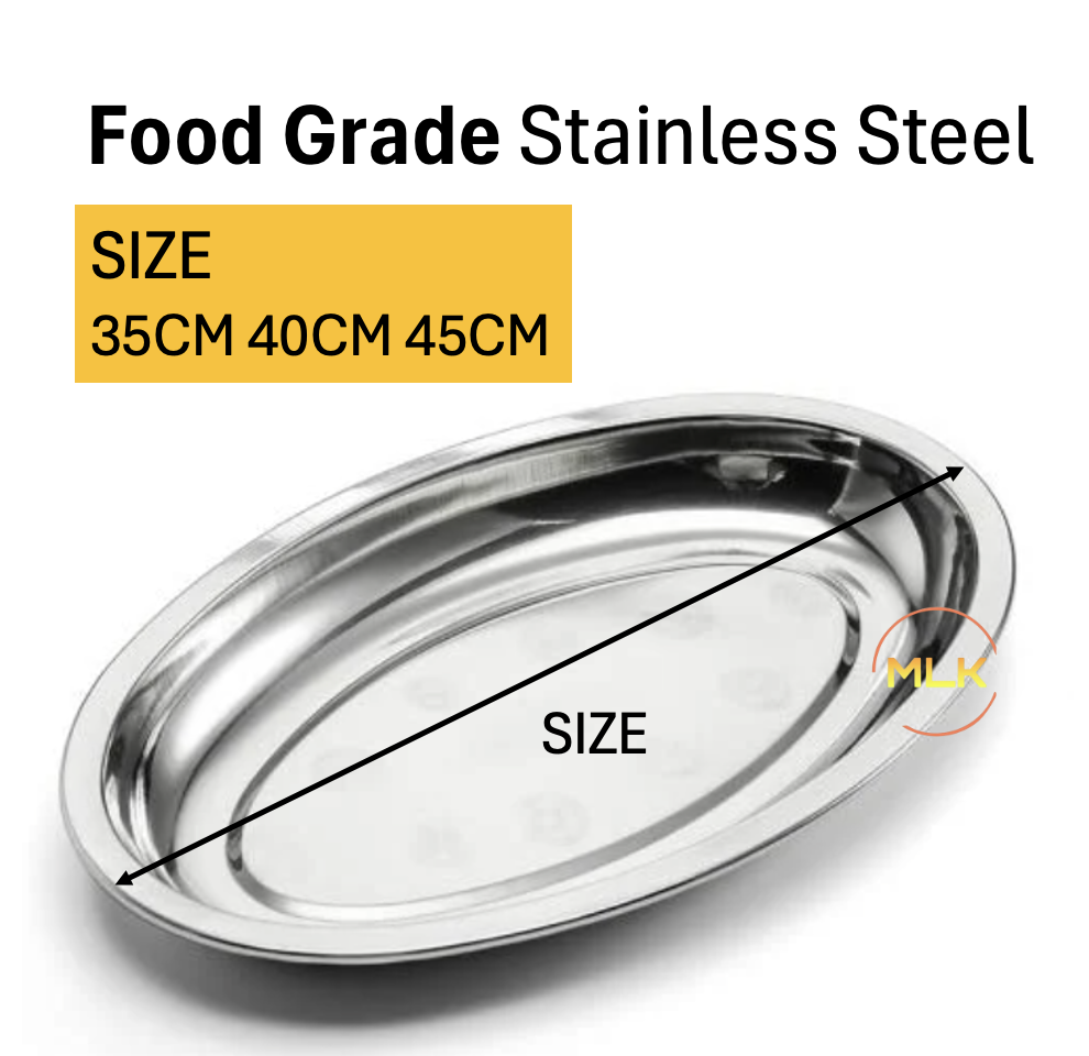 MLK Extra Deep Oval Fish Plate Stainless Steel Pinggan Ikan Bujur Extra ...