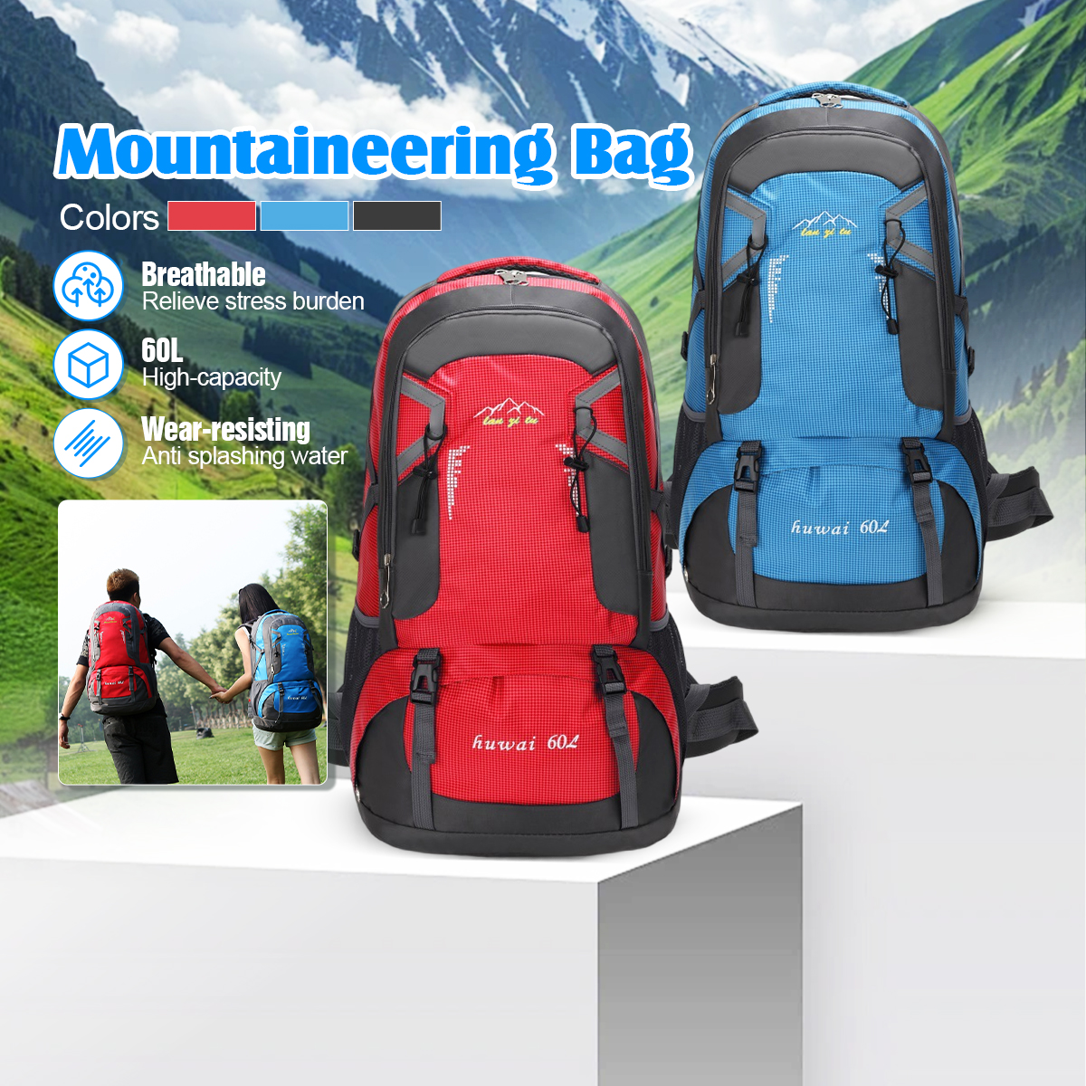 60/40L BIG HIKING Bag Waterproof Travel Bag beg Outdoor Backpack ...