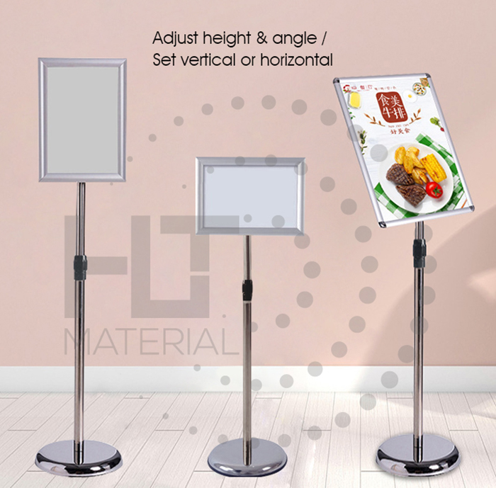 Adjustable Height Metal Display Pedestal Sign Floor Holder Stand/Snap ...