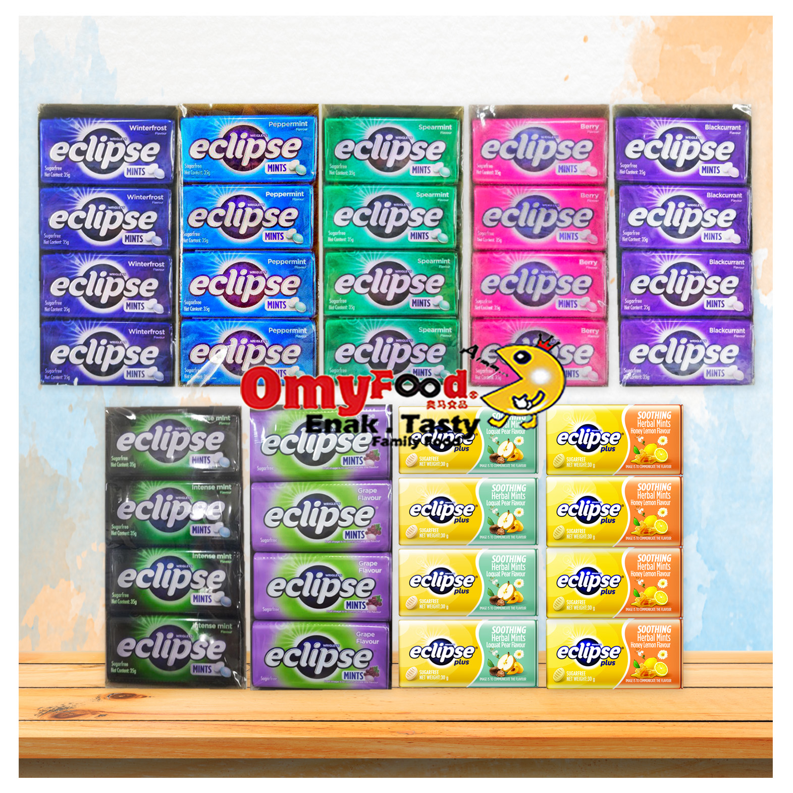 240g / 280g Eclipse Sugar Free [P.mint/Spearmint/B.currant/Berry ...