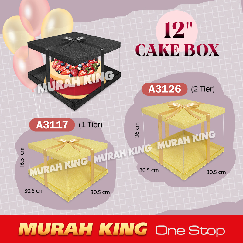Cake Box Exclusive Transparent PVC Kotak Hantaran siap tapak Kotak Kek ...