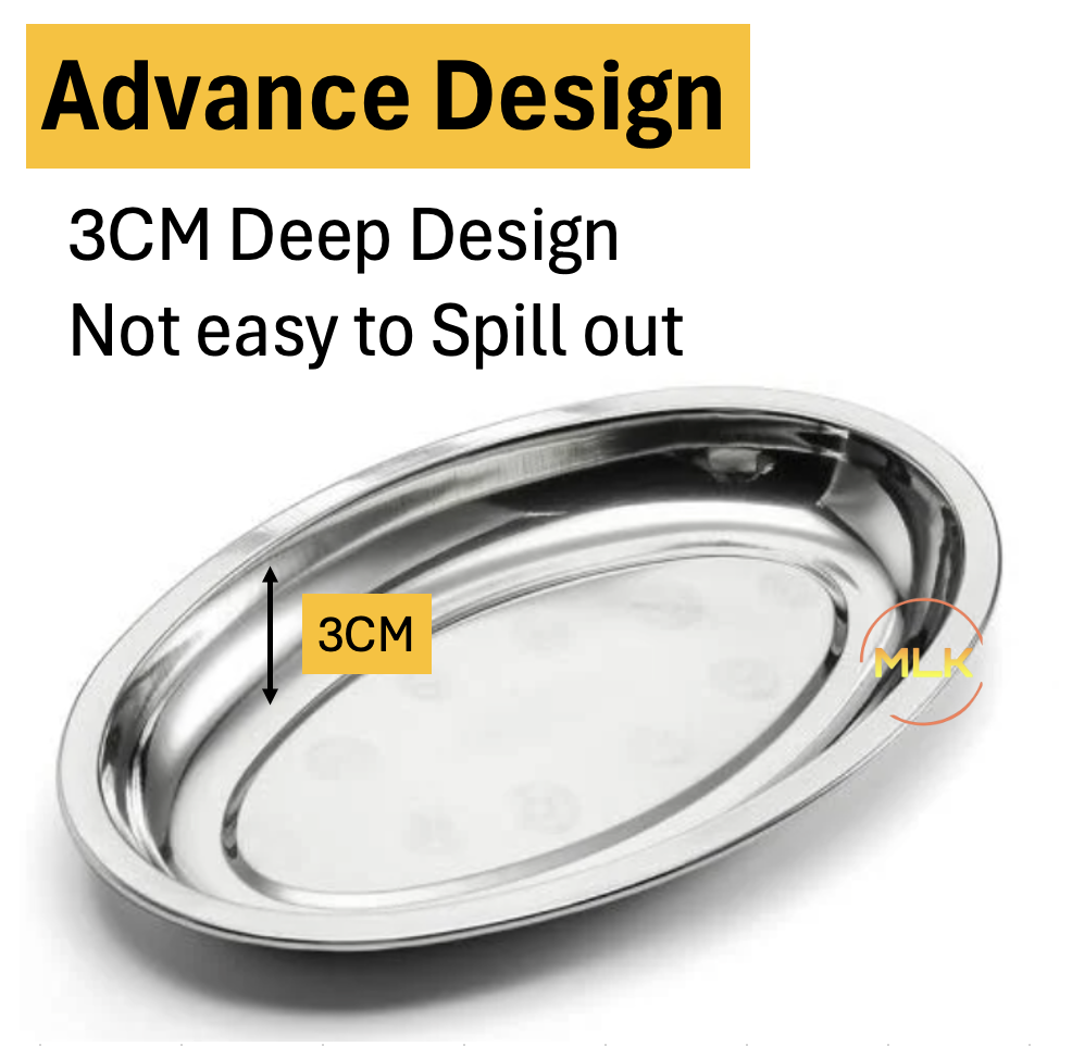 MLK Extra Deep Oval Fish Plate Stainless Steel Pinggan Ikan Bujur Extra ...