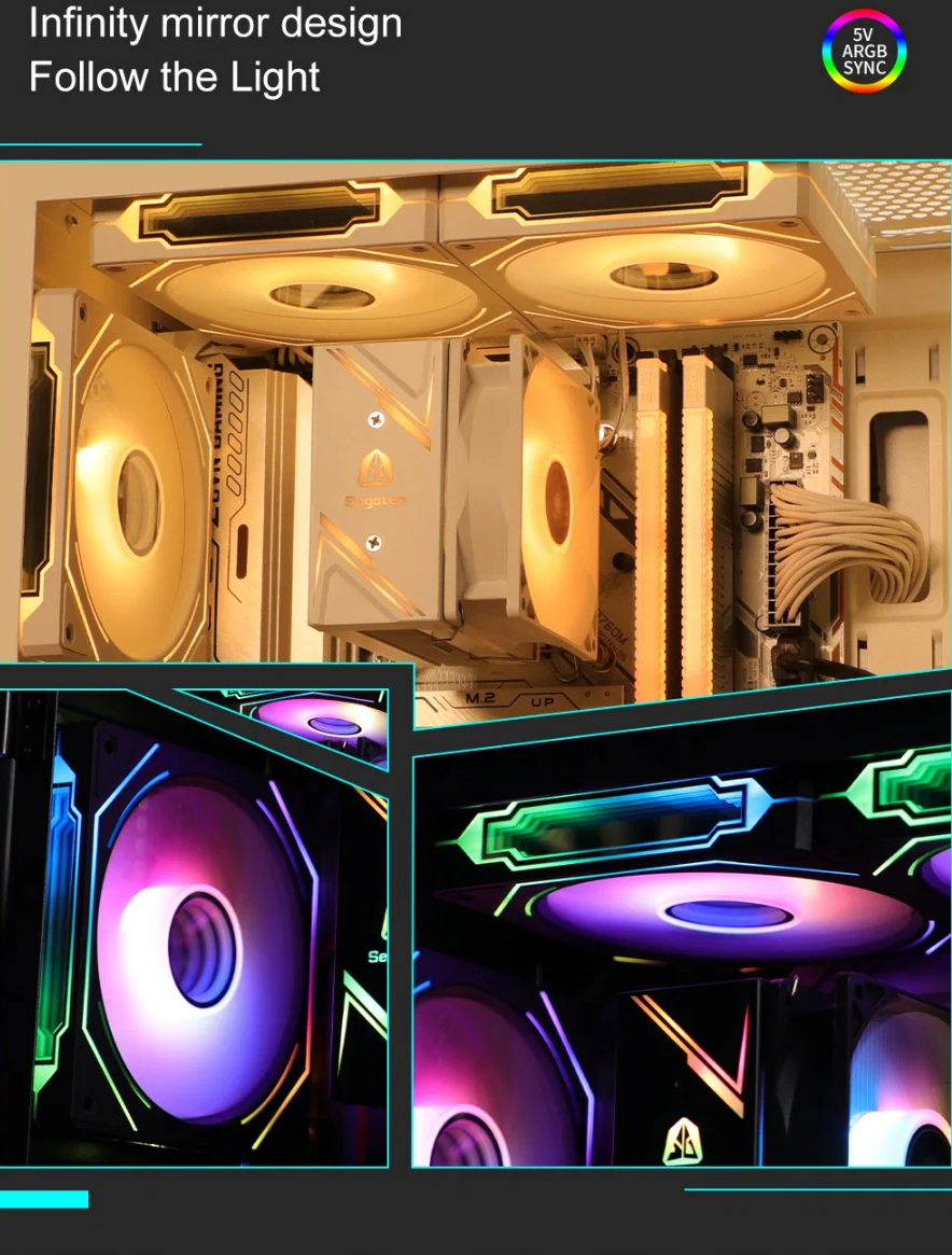 Segotep HB-12 / HB12 ARGB RGB SYNC BLACK WHITE ARGB RGB Case Chassis ...