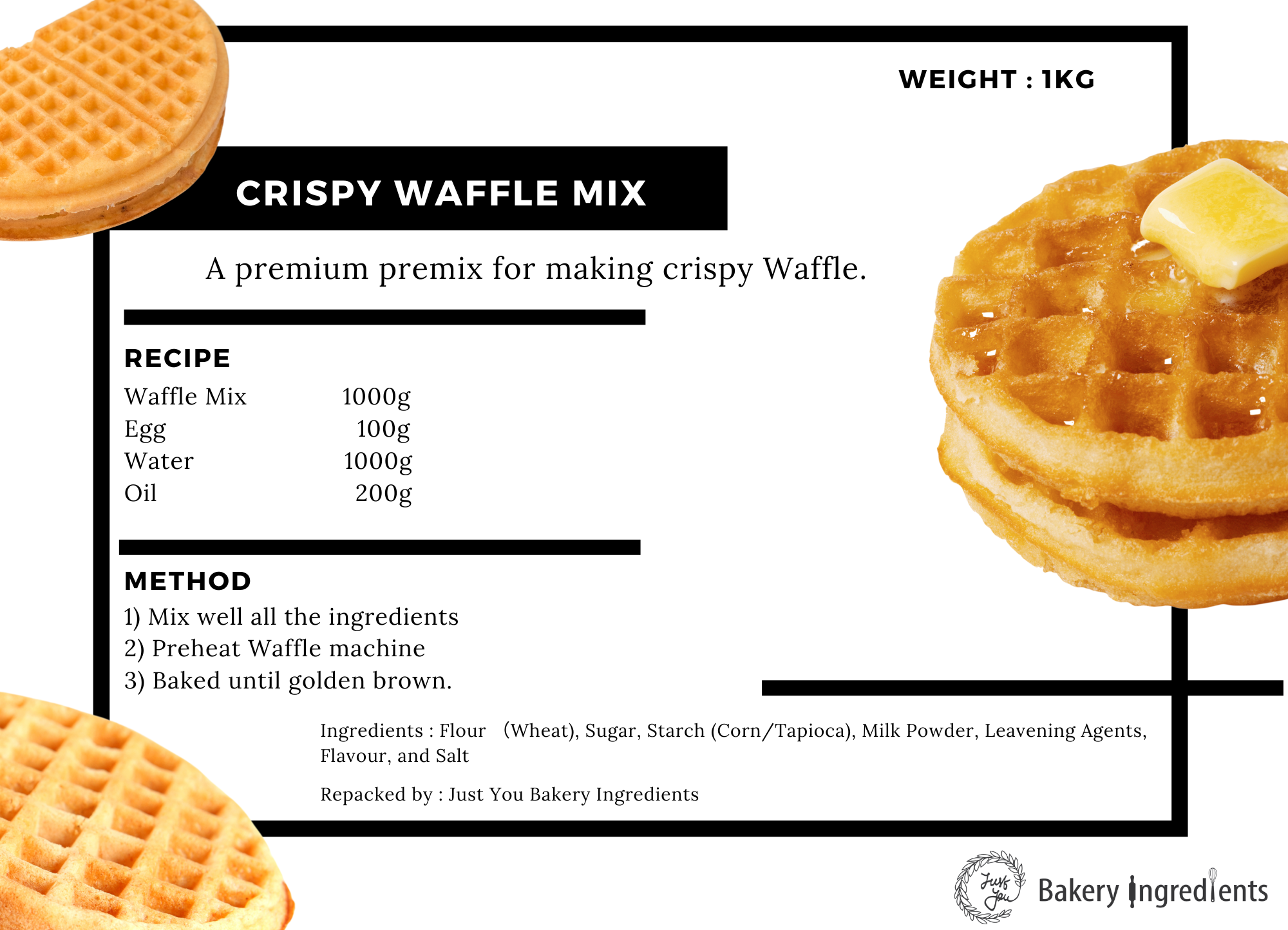 Premium Crispy Waffle Premix 1kg Tepung Waffle Rangup Crispy Waffle ...