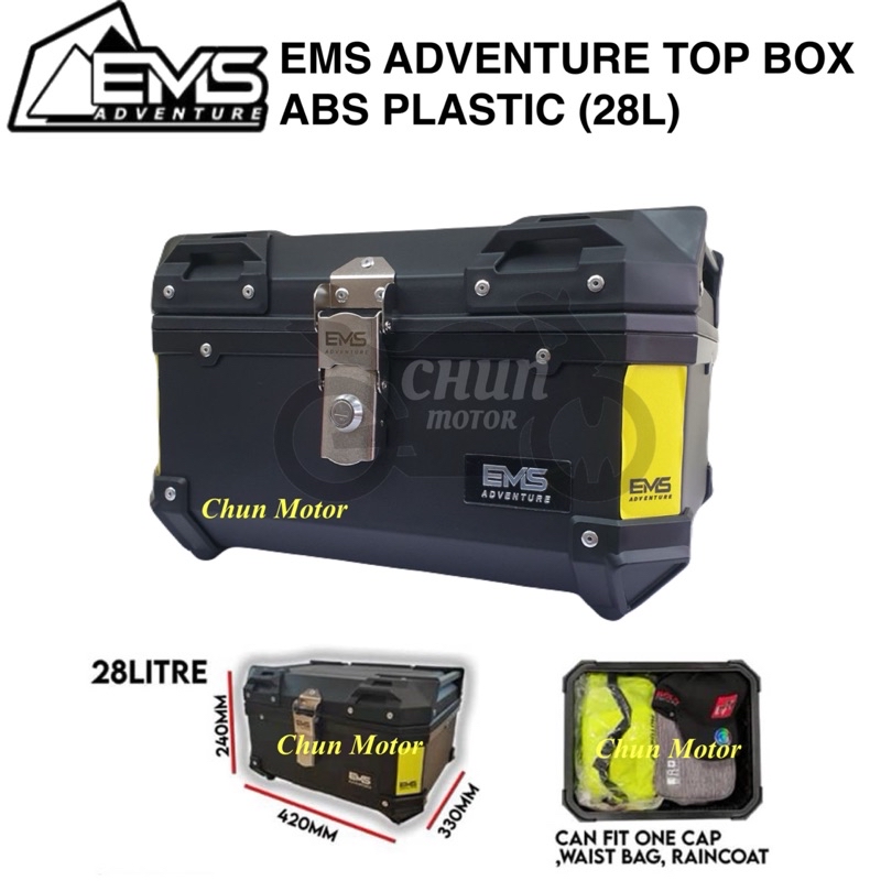 EMS Adventure Top Box 28L 35L 45L / Box Besar Motorcycle EMS BOX ABS ...