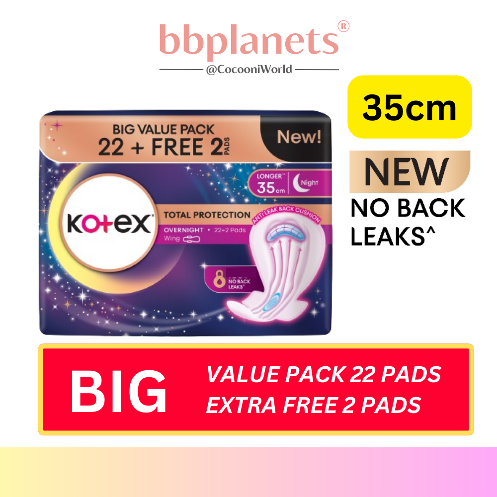 [NEW VALUE PACK] Kotex Proactive Guard Overnight Wing Pad 35CM/41CM(20s+2s)/32CM(24+2s)/28CM(28 ...