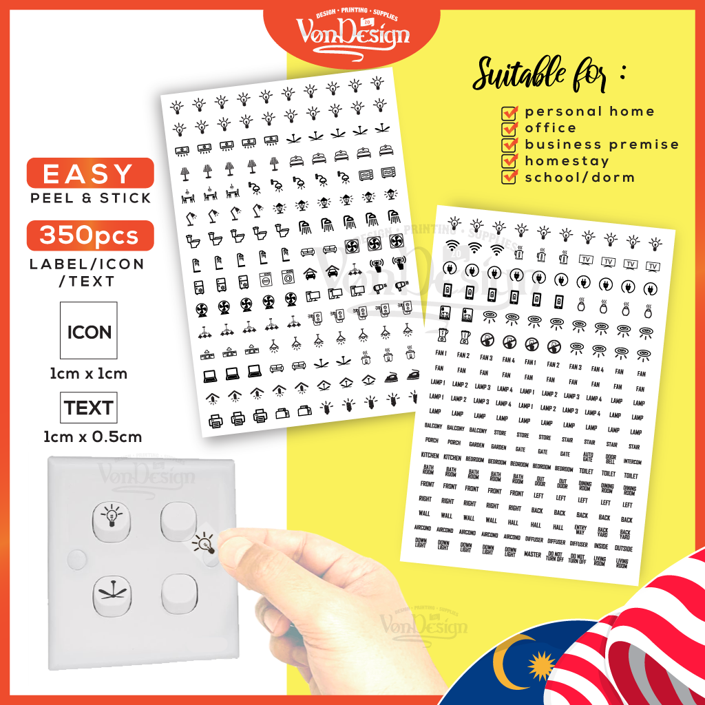 350pcs STICKER TRANSPARENT SUIS ELEKTRIK RUMAH / SWITCH LABEL STICKER ...