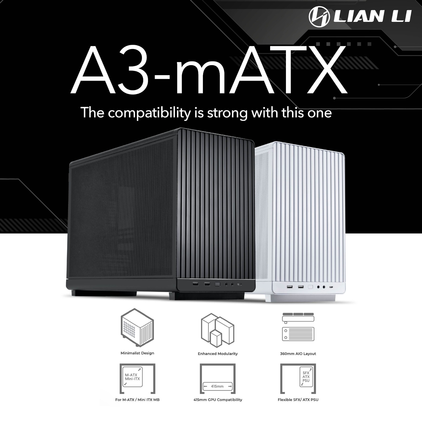 LIAN LI A3-MATX PC Case - BLACK / WHITE / WOOD EDITION-BLACK / WOOD ...