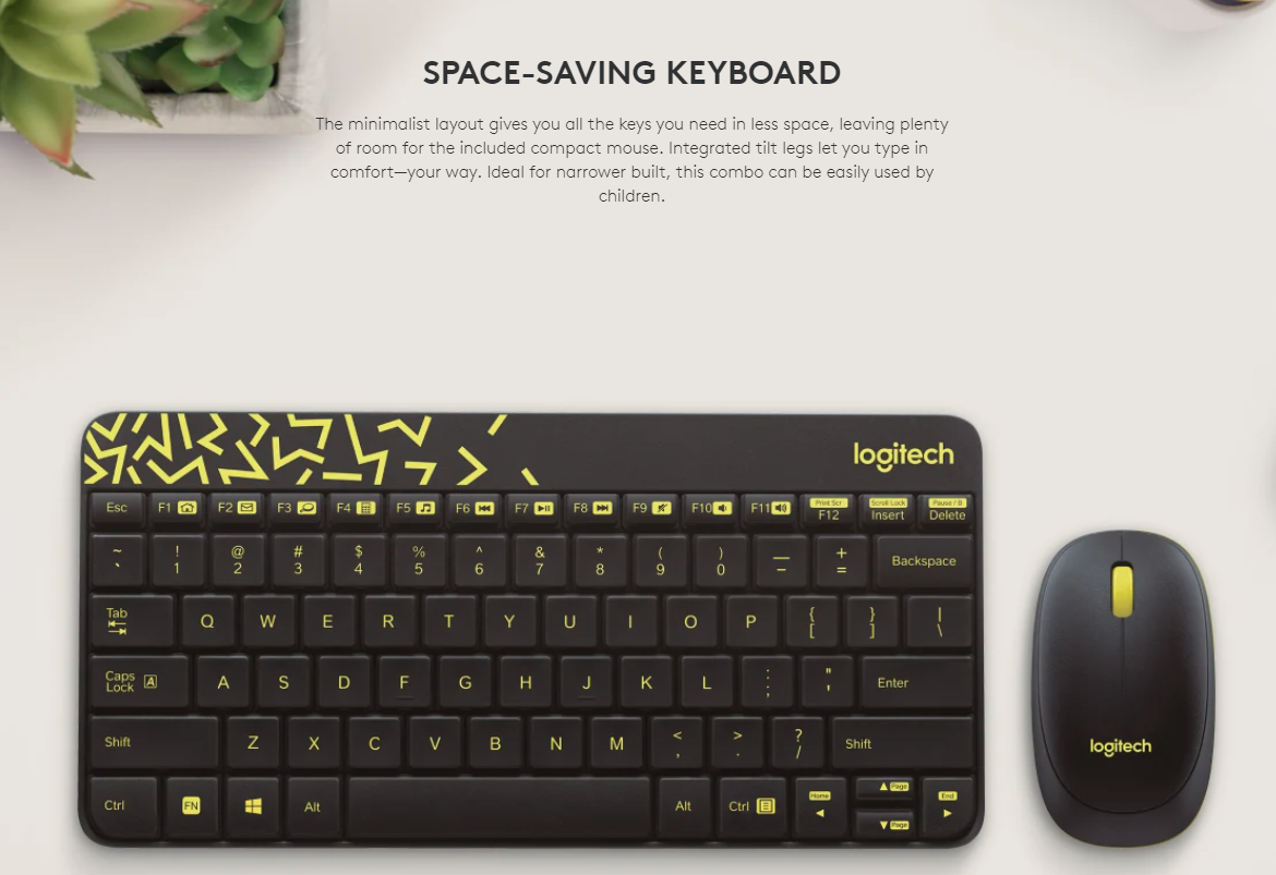 LOGITECH MK240 COMBO DESKTOP WIRELESS NANO COMPACT KEYBOARD &CONTOURED ...