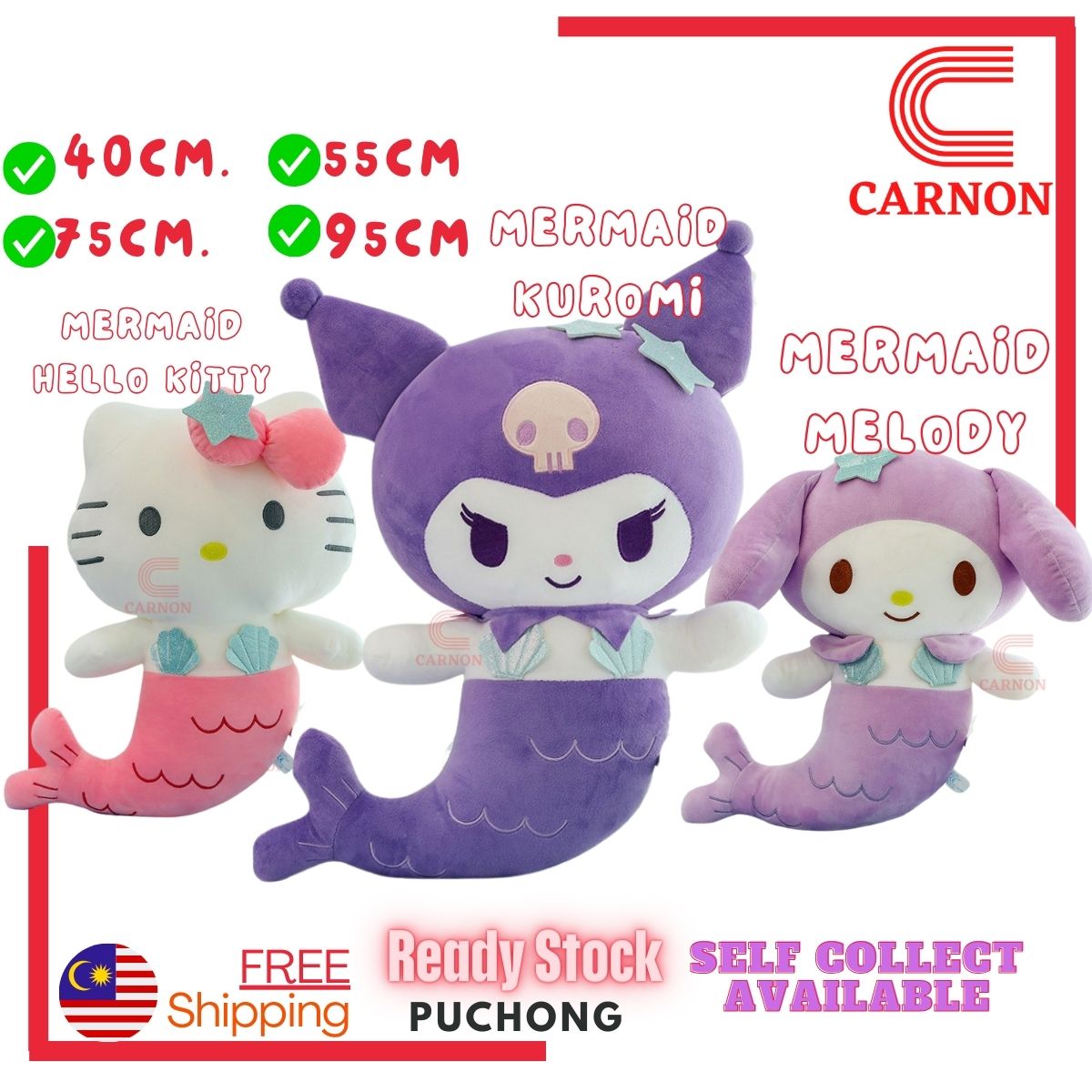 Mermaid Toys Kuromi Sanrio Plusie Hello Kitty Melody Claw Machine Toy ...