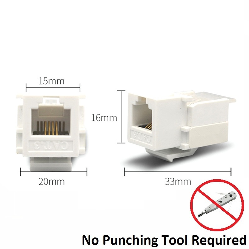 CAT3 RJ11 Keystone Jack Connector telephone module Jack Tool-free RJ11 ...