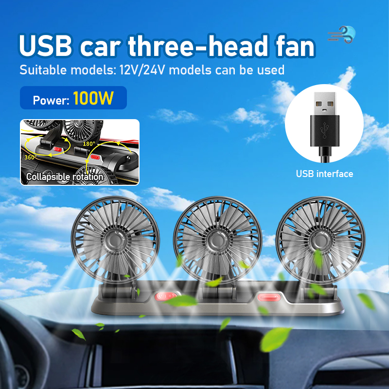 Car Strong Dual Fan Air Conditioning Double Booster Cooler 360 Desktop ...