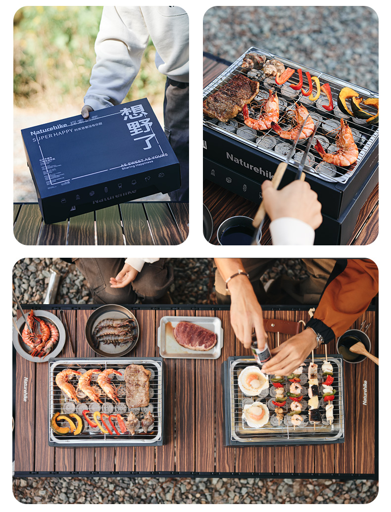 Naturehike Disposable BBQ Grill Stove Set Charcoal BBQ Kit Rack ...