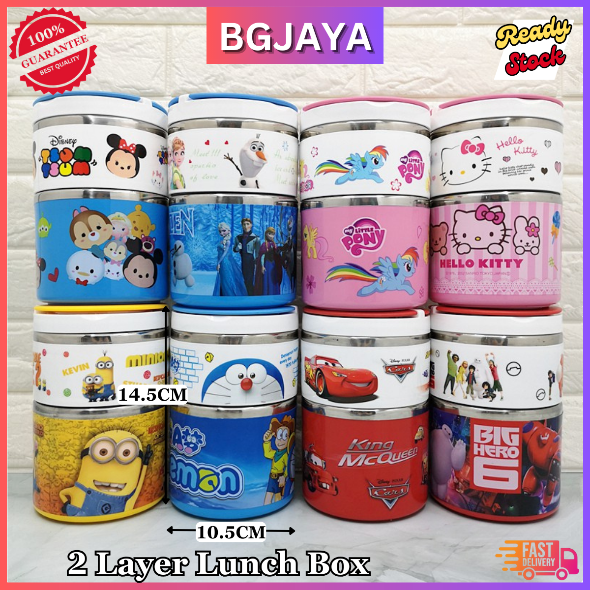 2 & 3 Layers 304 Cartoon Lunch Box Stainless Steel Insulted Food Container (BGJAYA) | Shopee ...