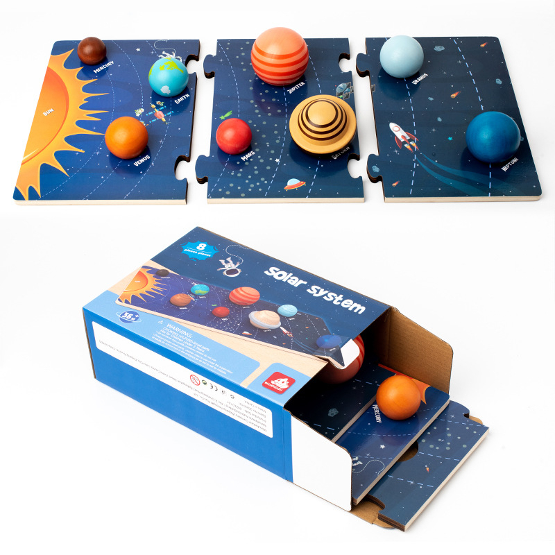 Solar System Wooden 3D Puzzle Board Montessori Early Education Toys ...