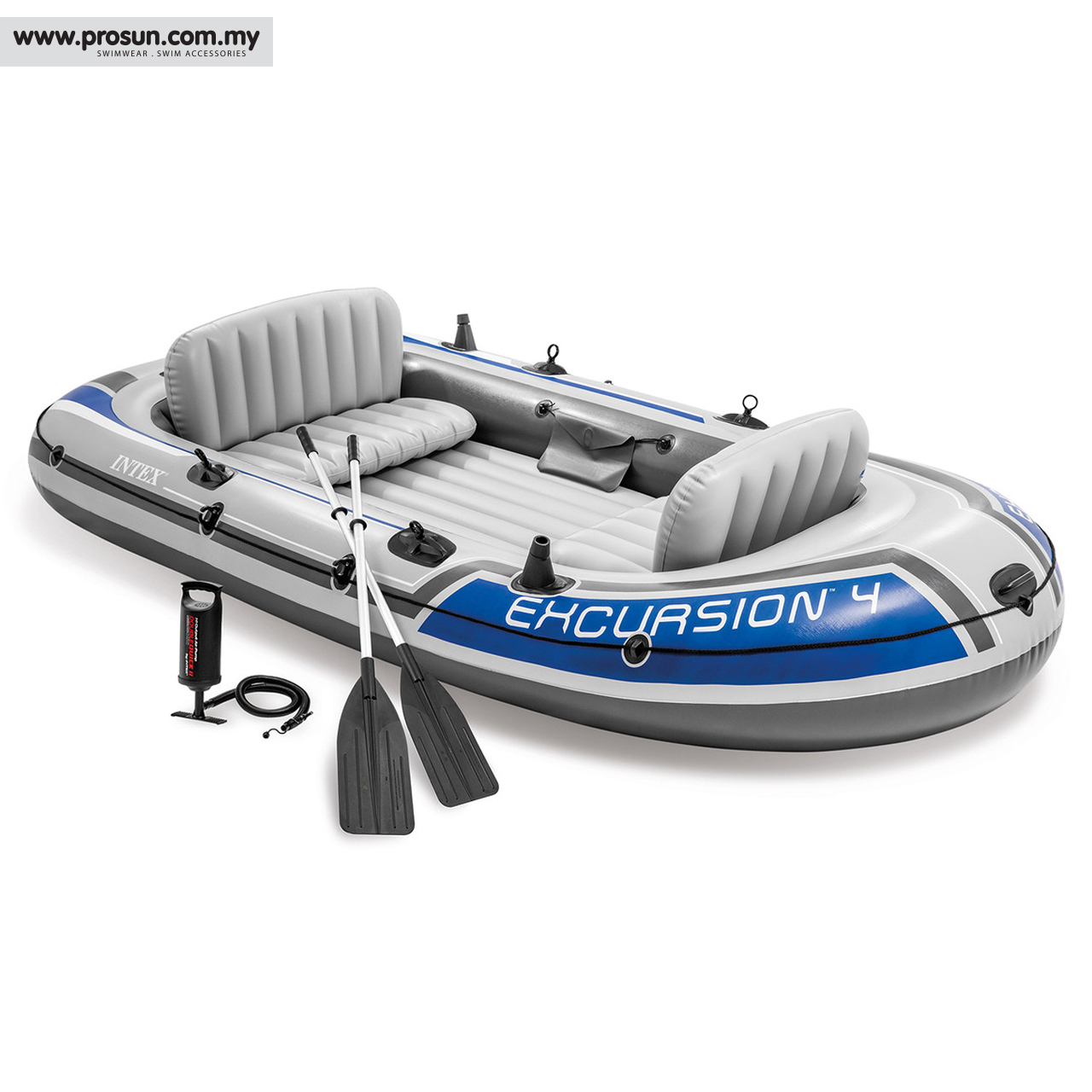 Prosun Intex Excursion™ 4 Inflatable Boat Set For 4 Person Recreational ...