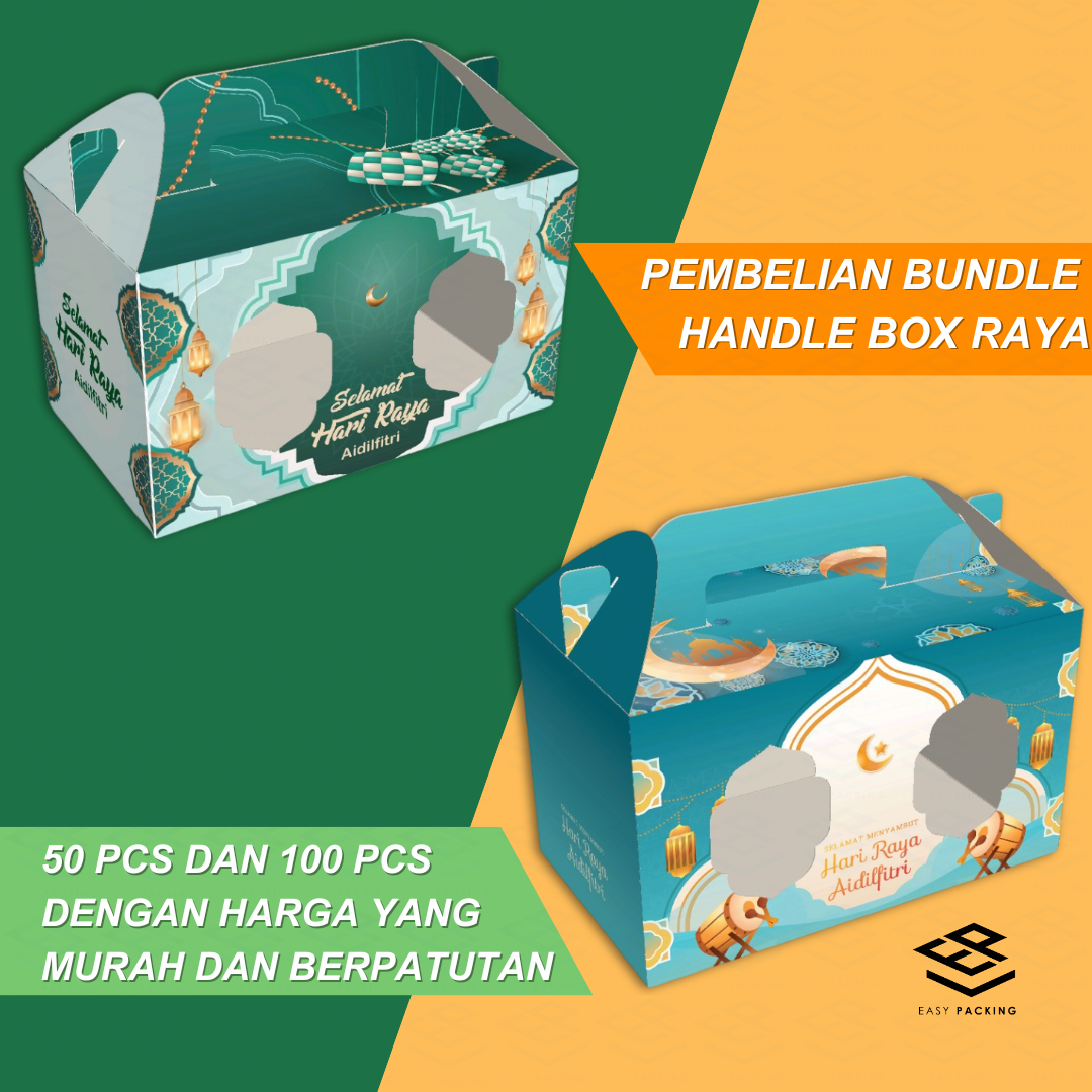 50pcs/100pcs BUNDLE HARI RAYA HANDLE BOX HARI RAYA BOX KOTAK HADIAH ...