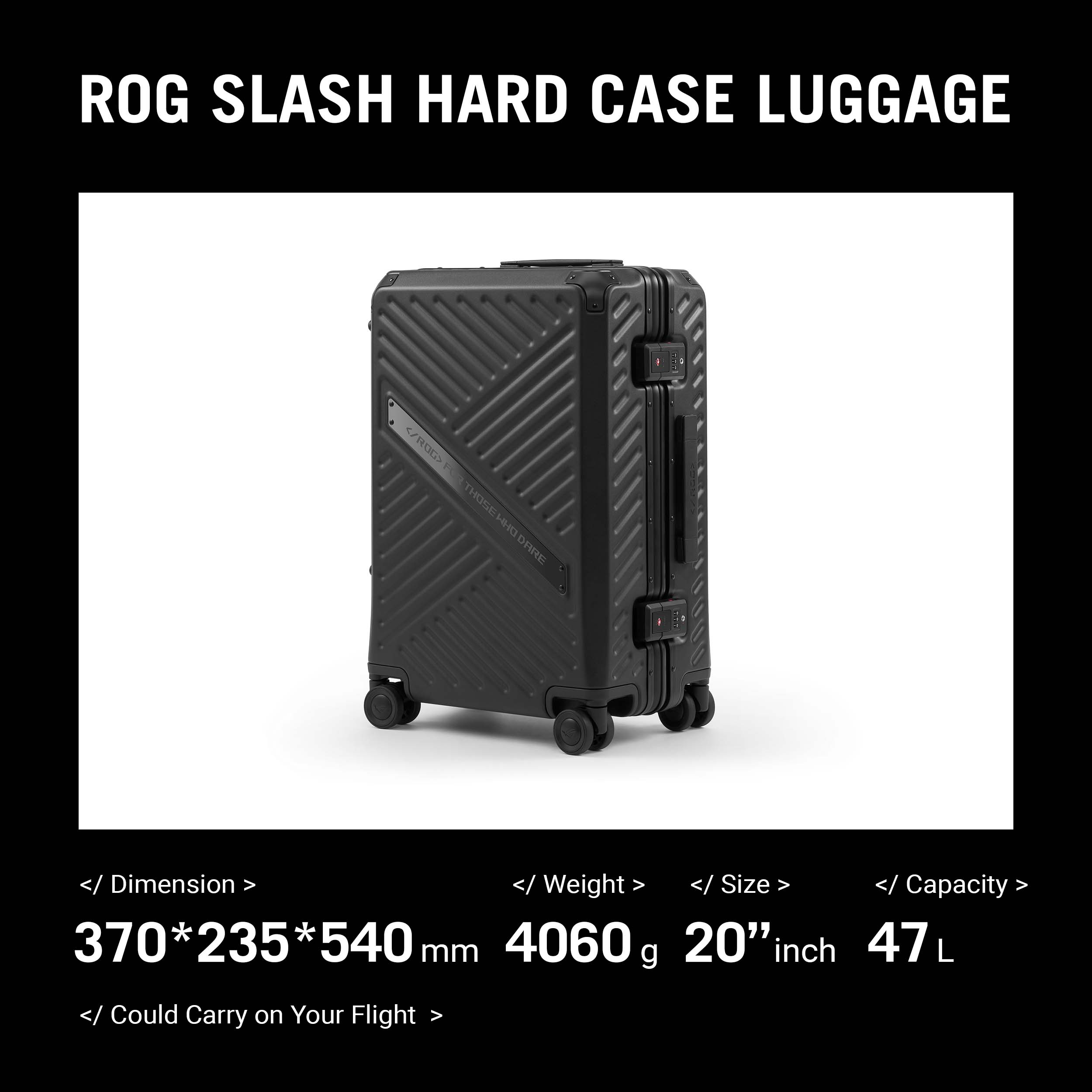 ASUS BT3700 Rog Slash Hard Case Luggage - Black 90XB08P0-BSS000 ...