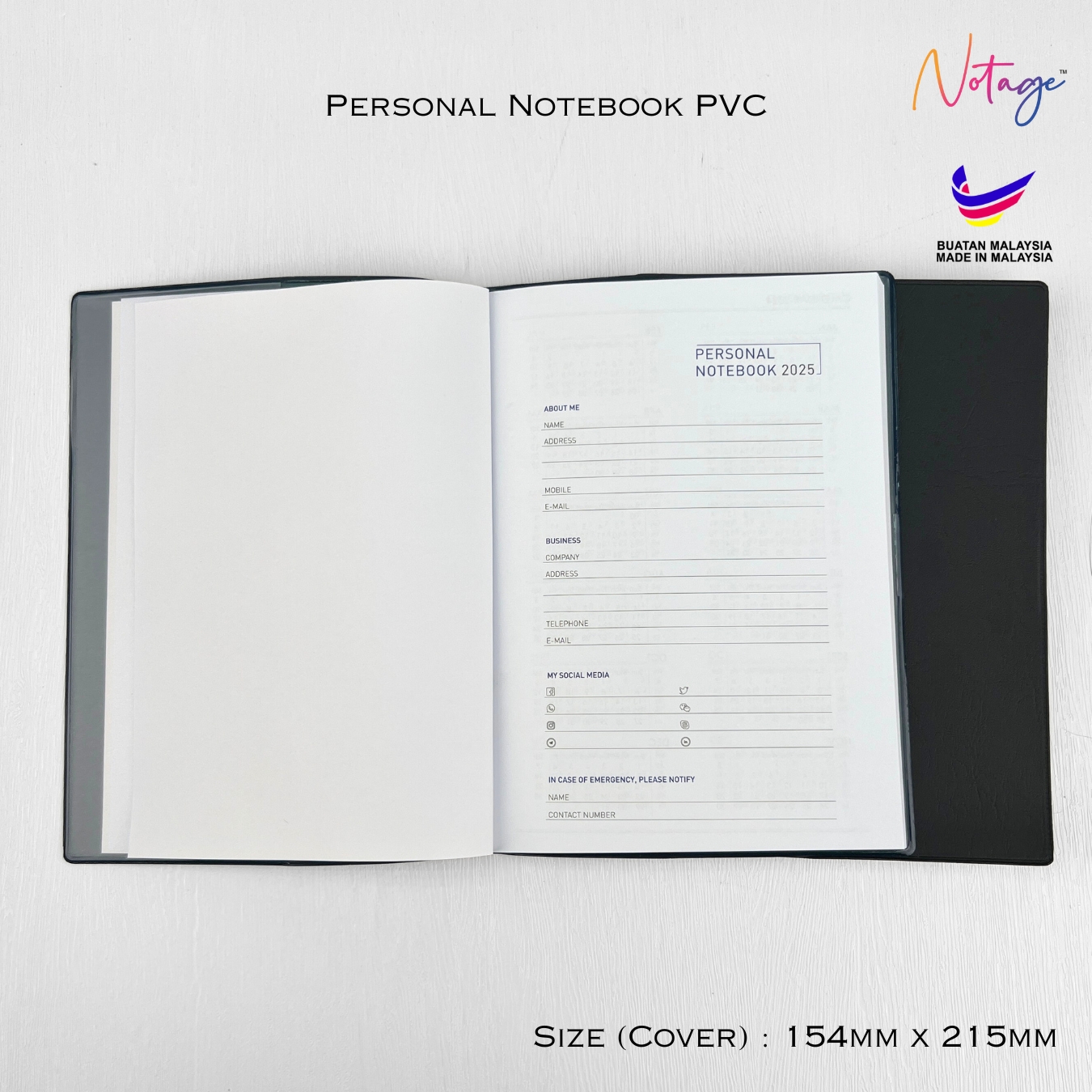 Personal/Office Notebook A5 Monthly 2025 Planner Calendar Quality PVC ...