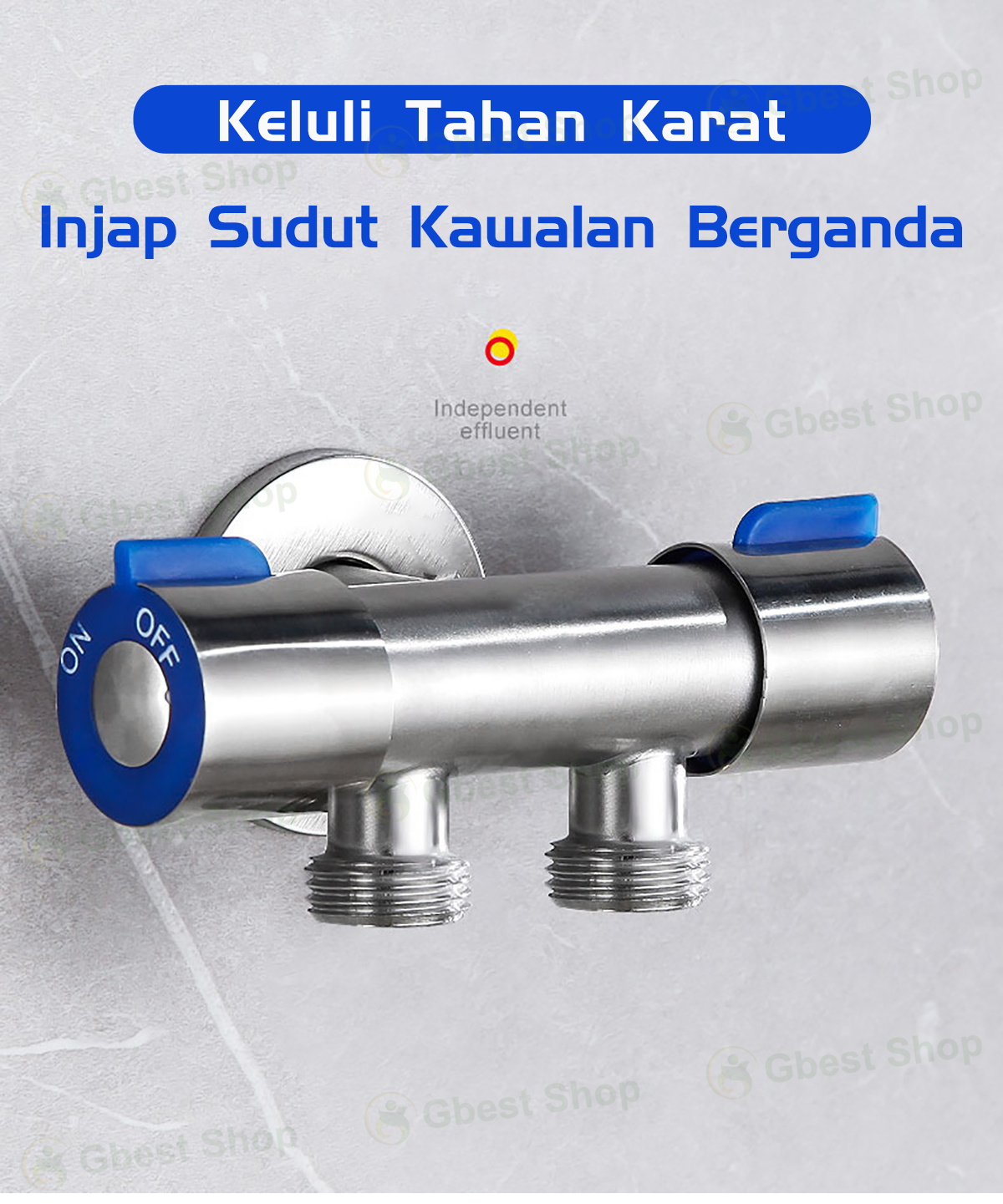 Stainless Steel Two way Angle Valve Kitchen Bathroom Toilet double head ...