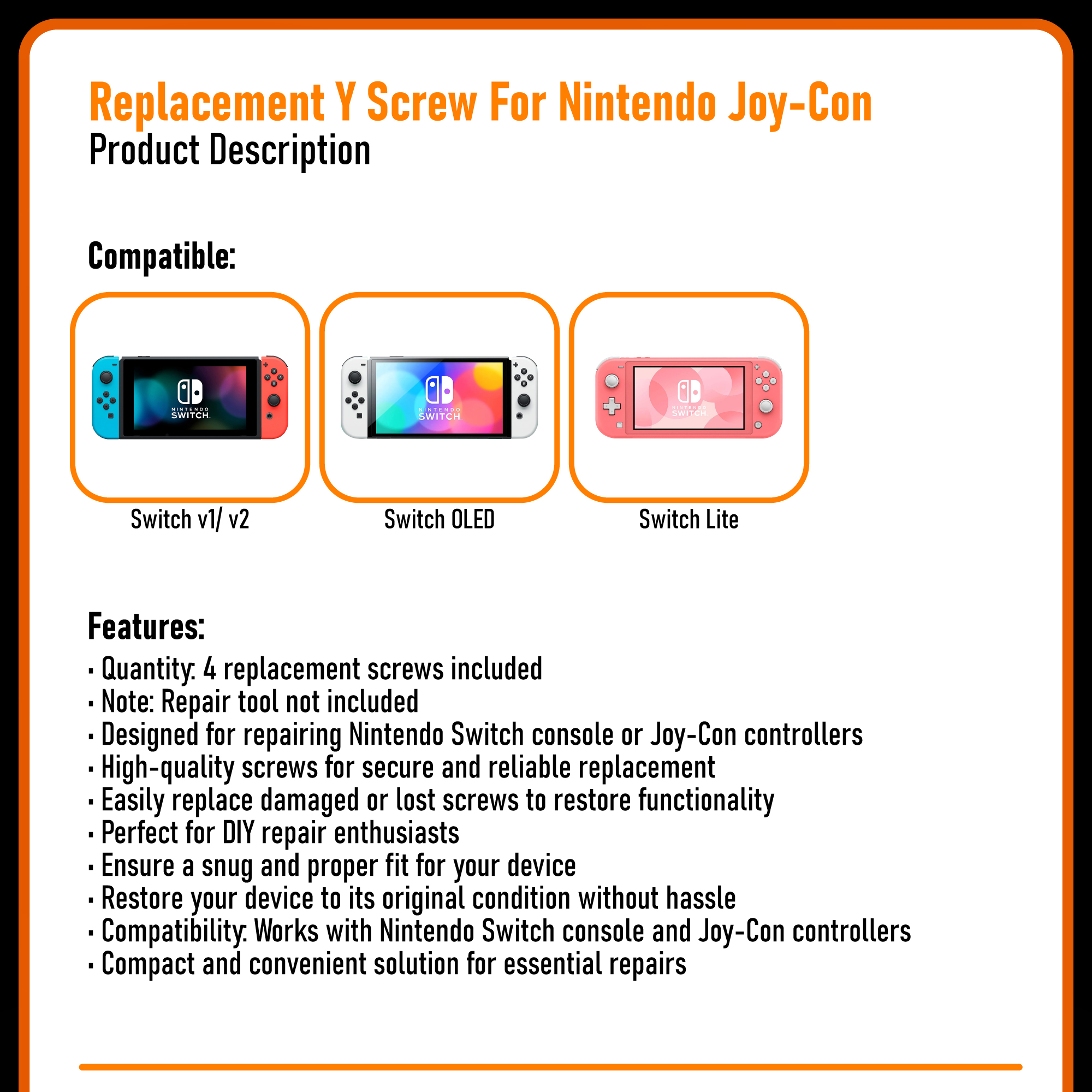 Nintendo Switch OLED V1 V2 Switch Lite Console Switch Joycon Screw ...