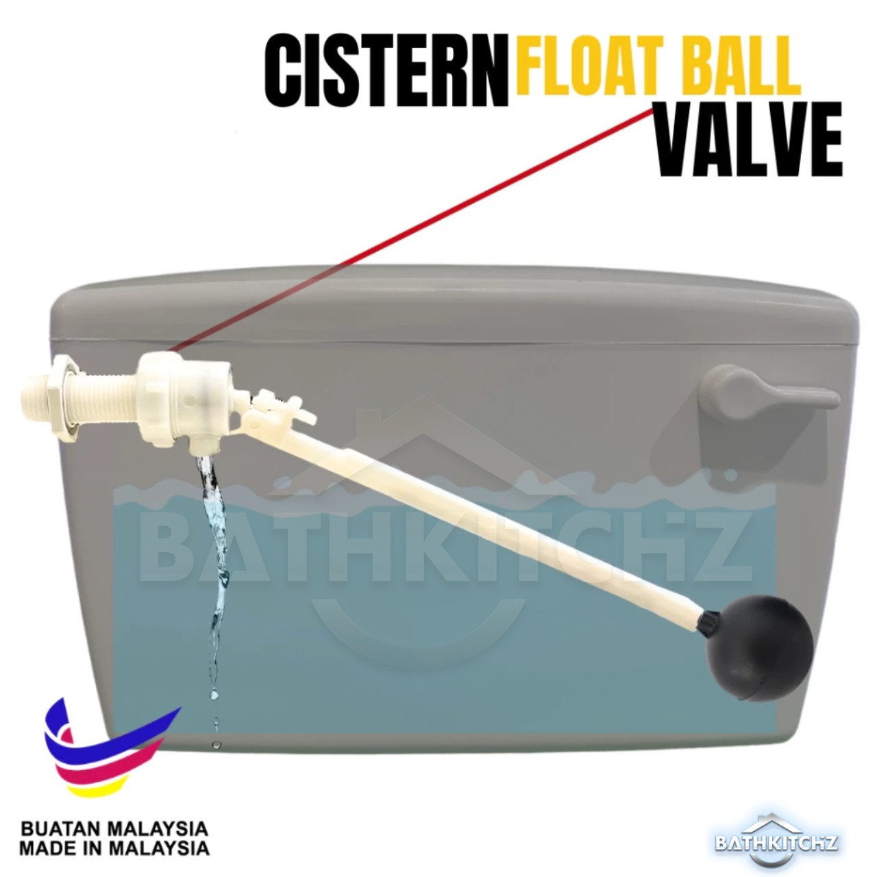 BATHKITCHZ Toilet Water Tank Inlet Valve Bottom Side Valve PVC Float ...