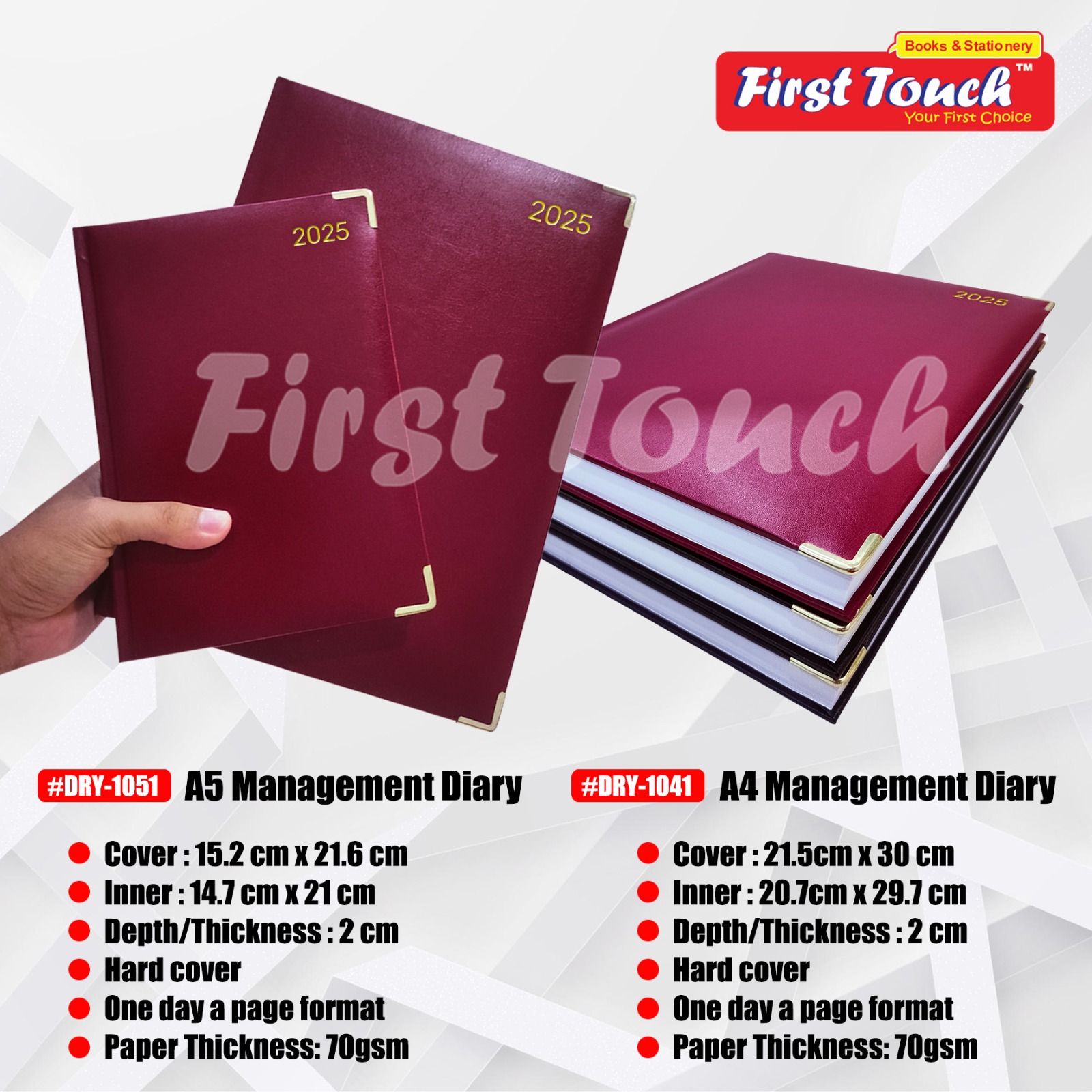 DIARY 2025 Management A5 A4 Daily Planner with Hard Cover Notebook ...