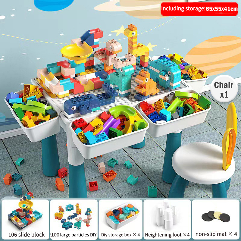 Multi-Function Building Blocks Table For Kids Learning Playing Study ...