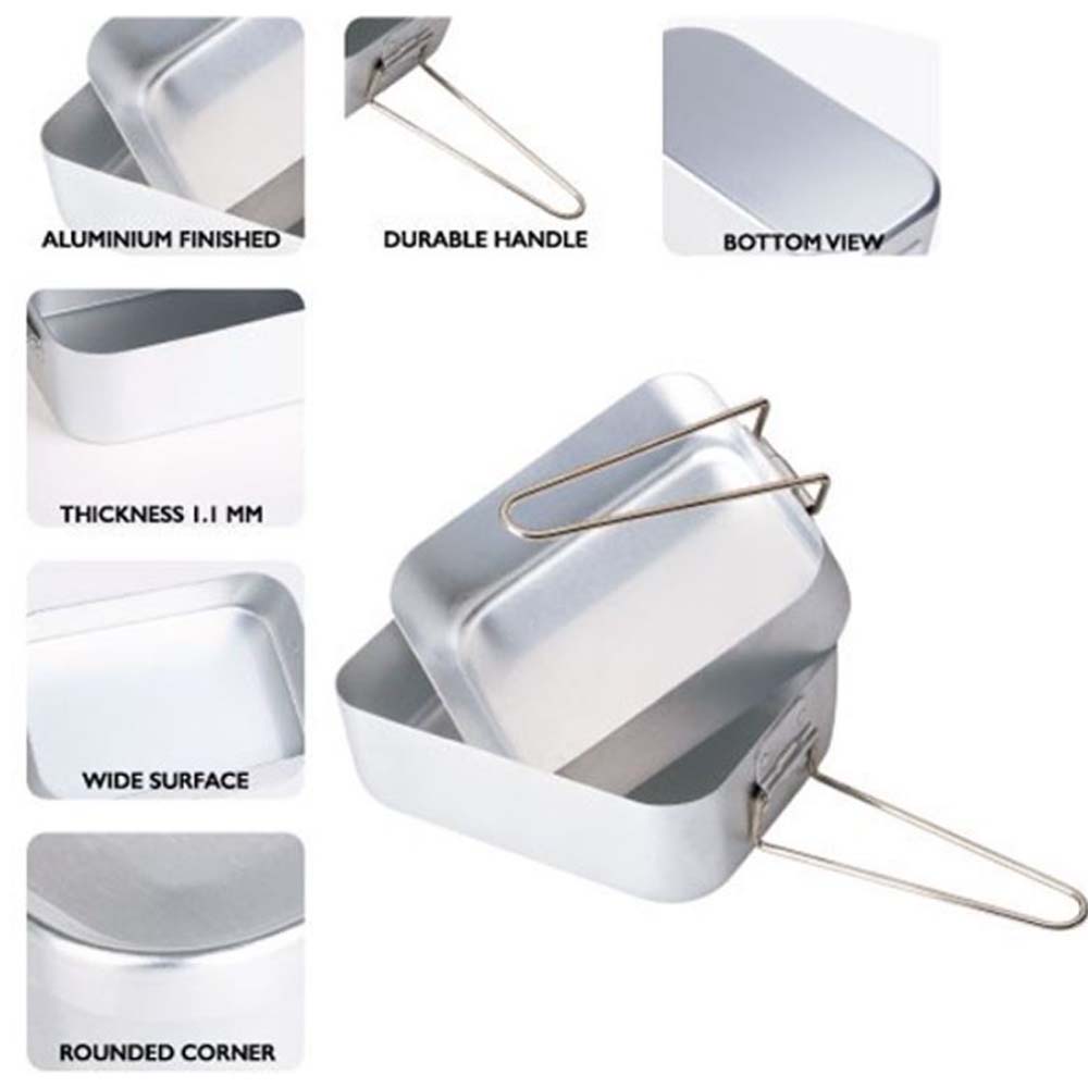 2 Pcs Camping Aluminium Messtin Army Mess Tin Foldable Cookware Set ...