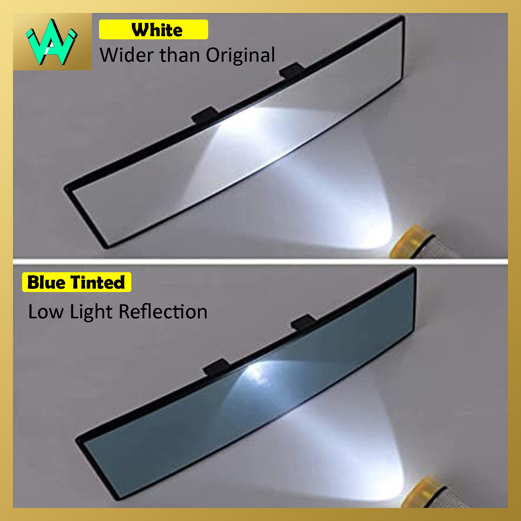 Car Rear View Mirror Curve Portable 300mm Wide Angle Clear View Blue ...