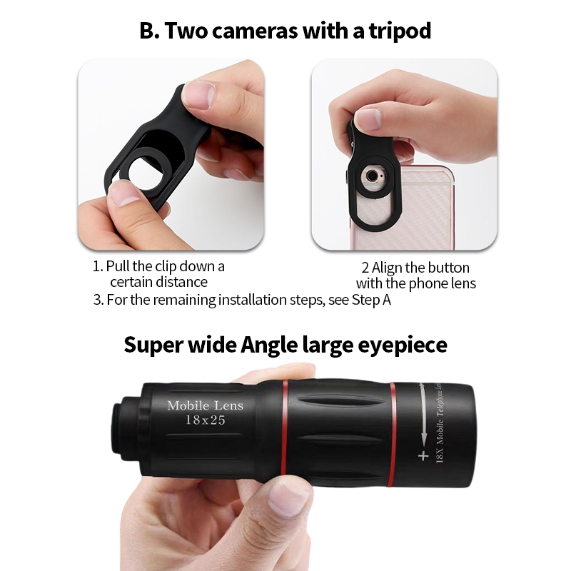APEXEL Phone Camera Lens 18x25 Outdoors Zoom Lens For Android Phone ...