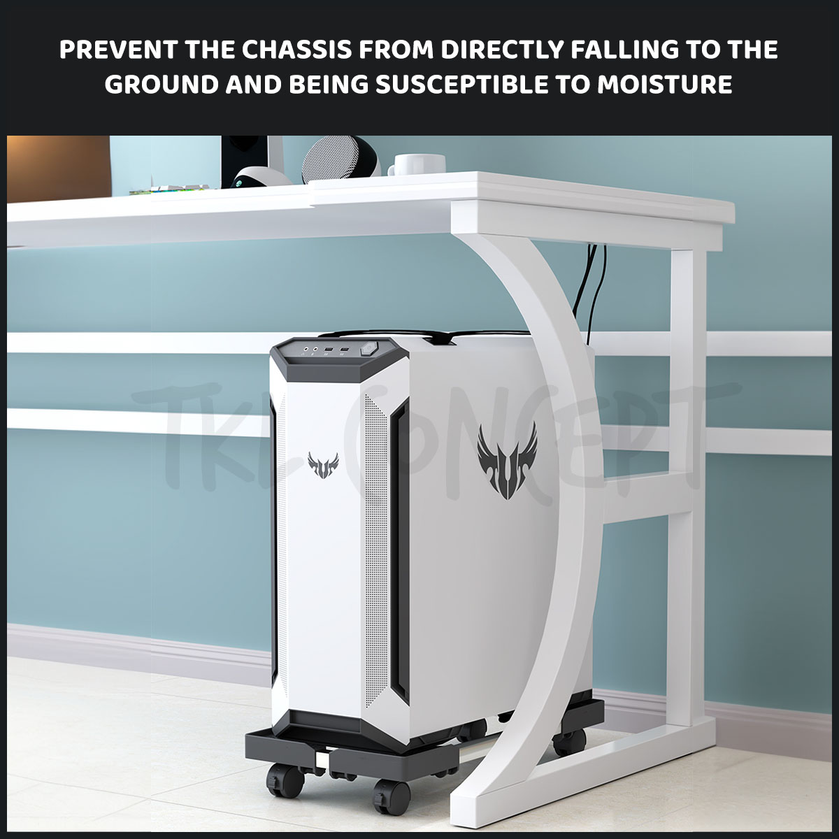 【TKL】Adjustable CPU Stand Wheel Roda 360 Rotating PC Tray Desktop Rack ...