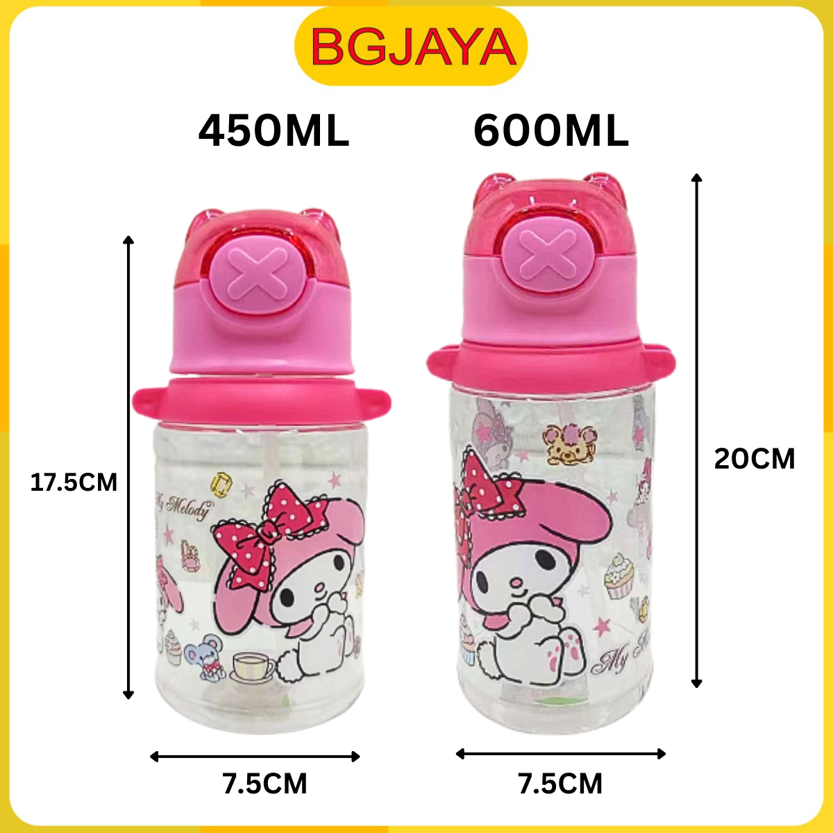 450ml/600ml Bottle Kids Water Straw Drinking Bottle Sanrio Kuromi ...