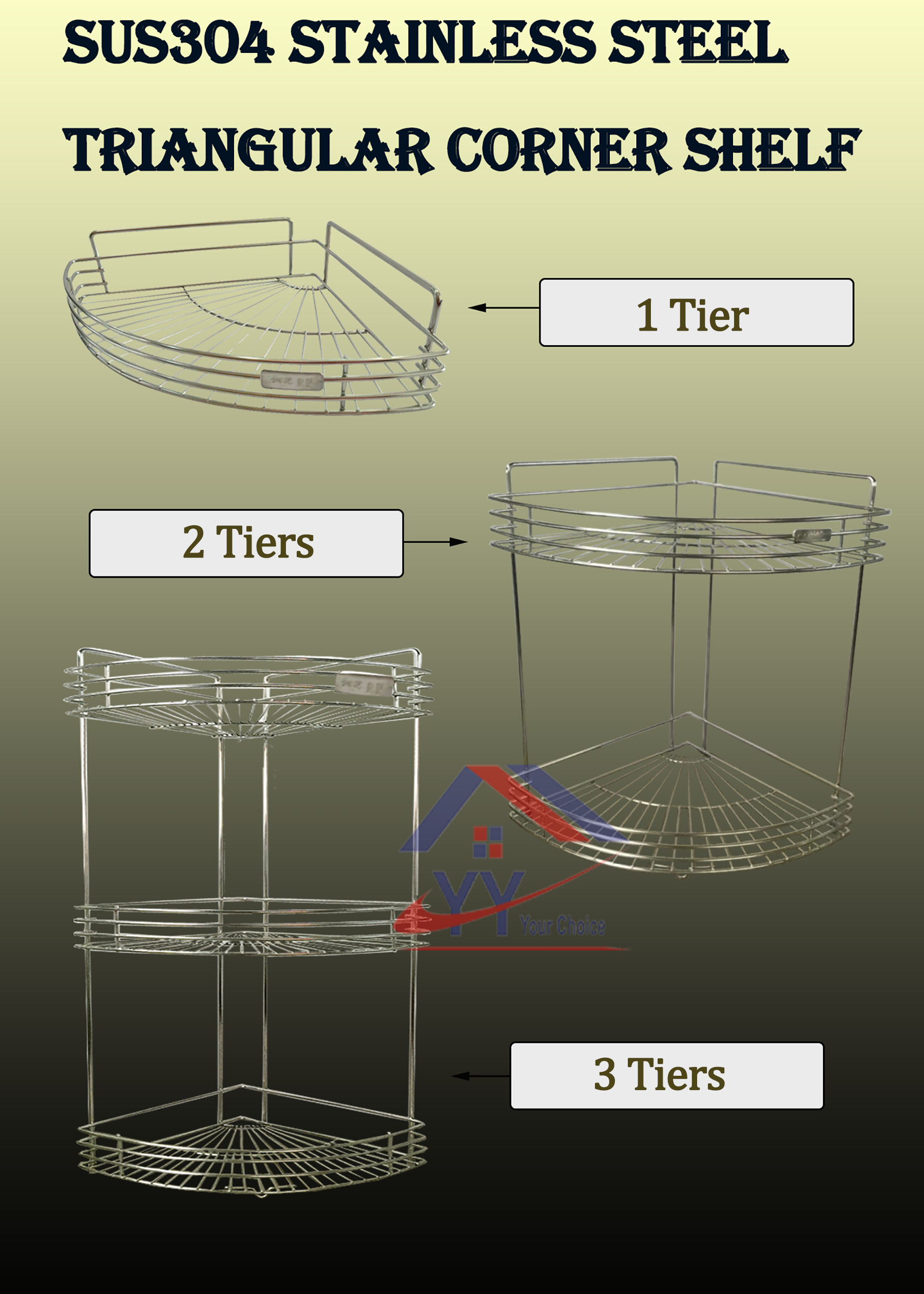 SUS304 Stainless Steel Triangular Corner Shelf/Corner Wall Rack Kitchen ...