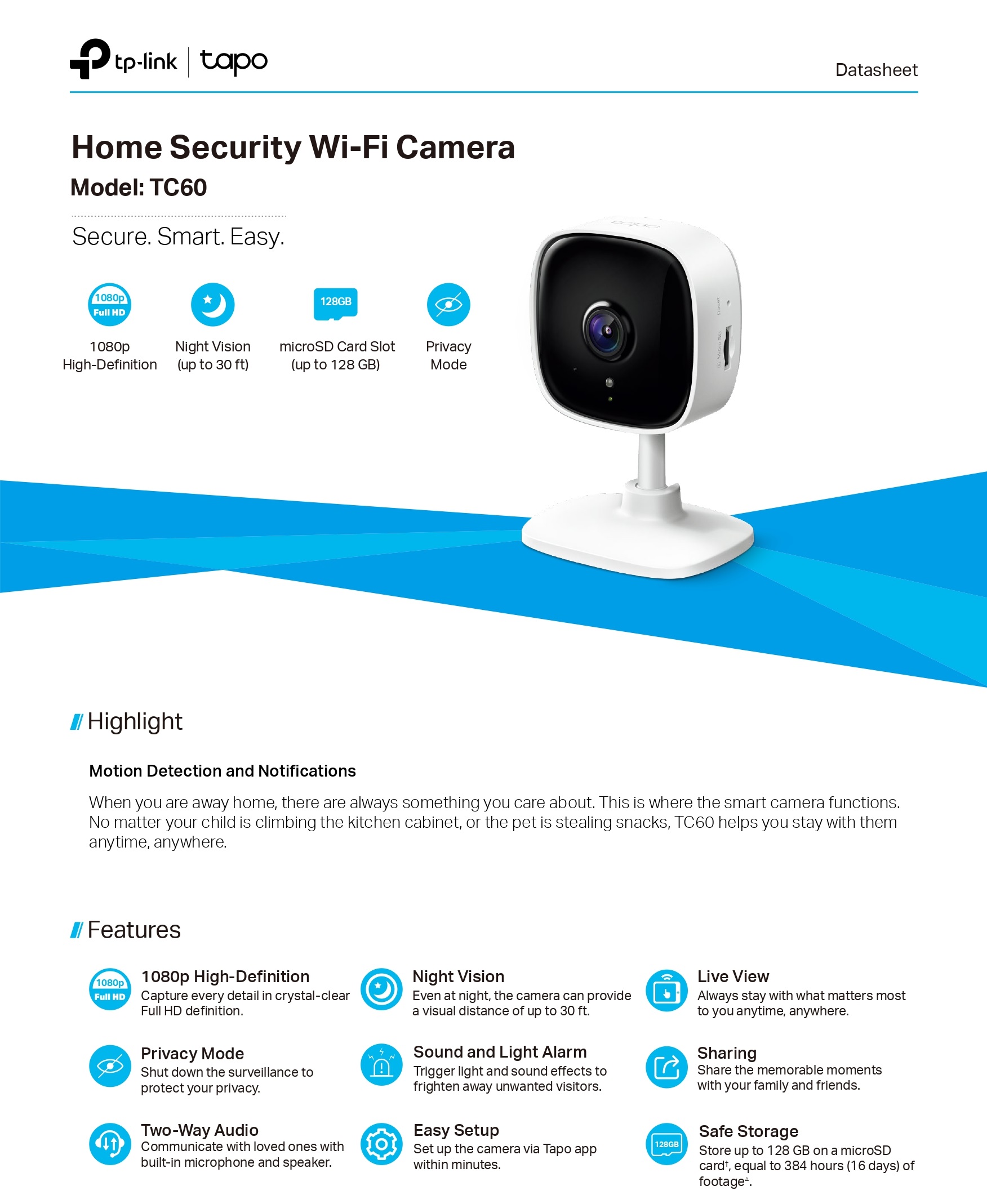 TP-LINK TC60 / TAPO C100 / TAPO C110 / TAPO C120 INDOOR SECURITY WI-FI CAMERA WIFI HOME SECURITY ...